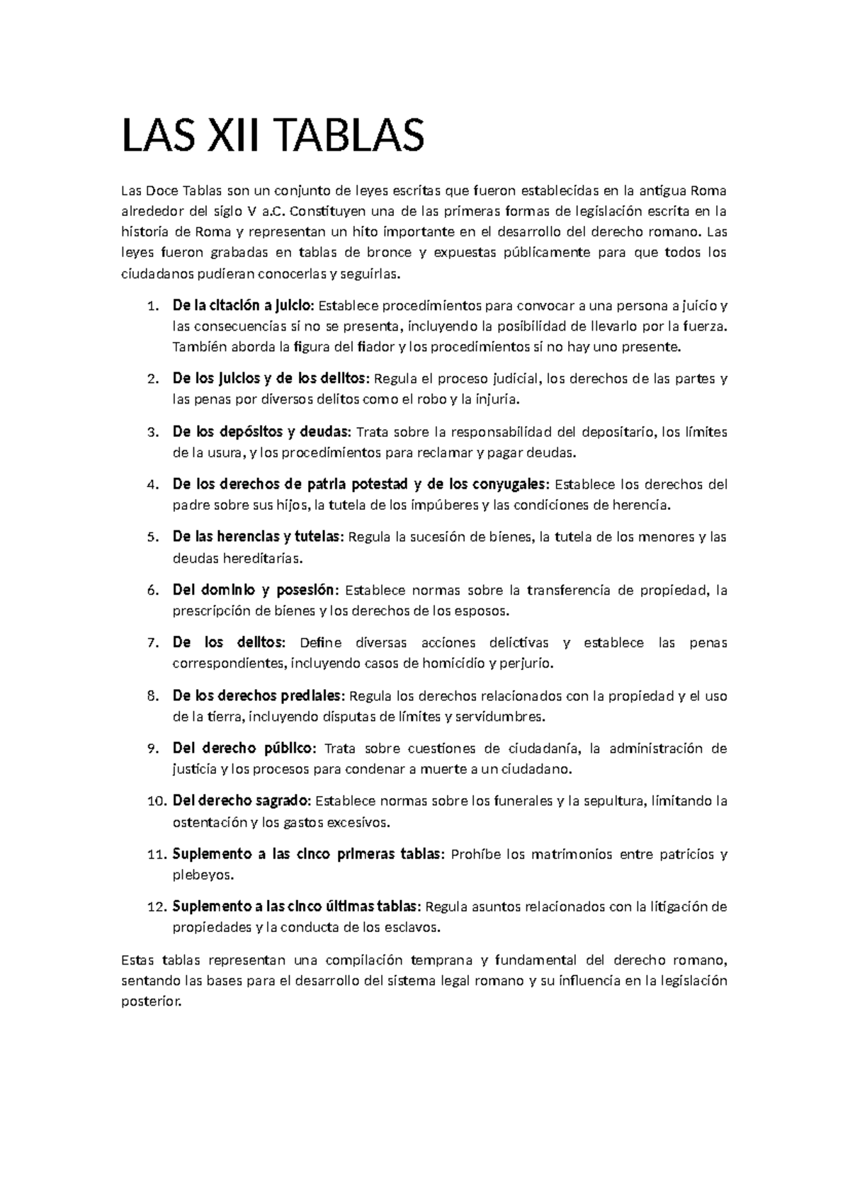 LAS XII Tablas - apunte de la sesión número 11 - LAS XII TABLAS Las ...