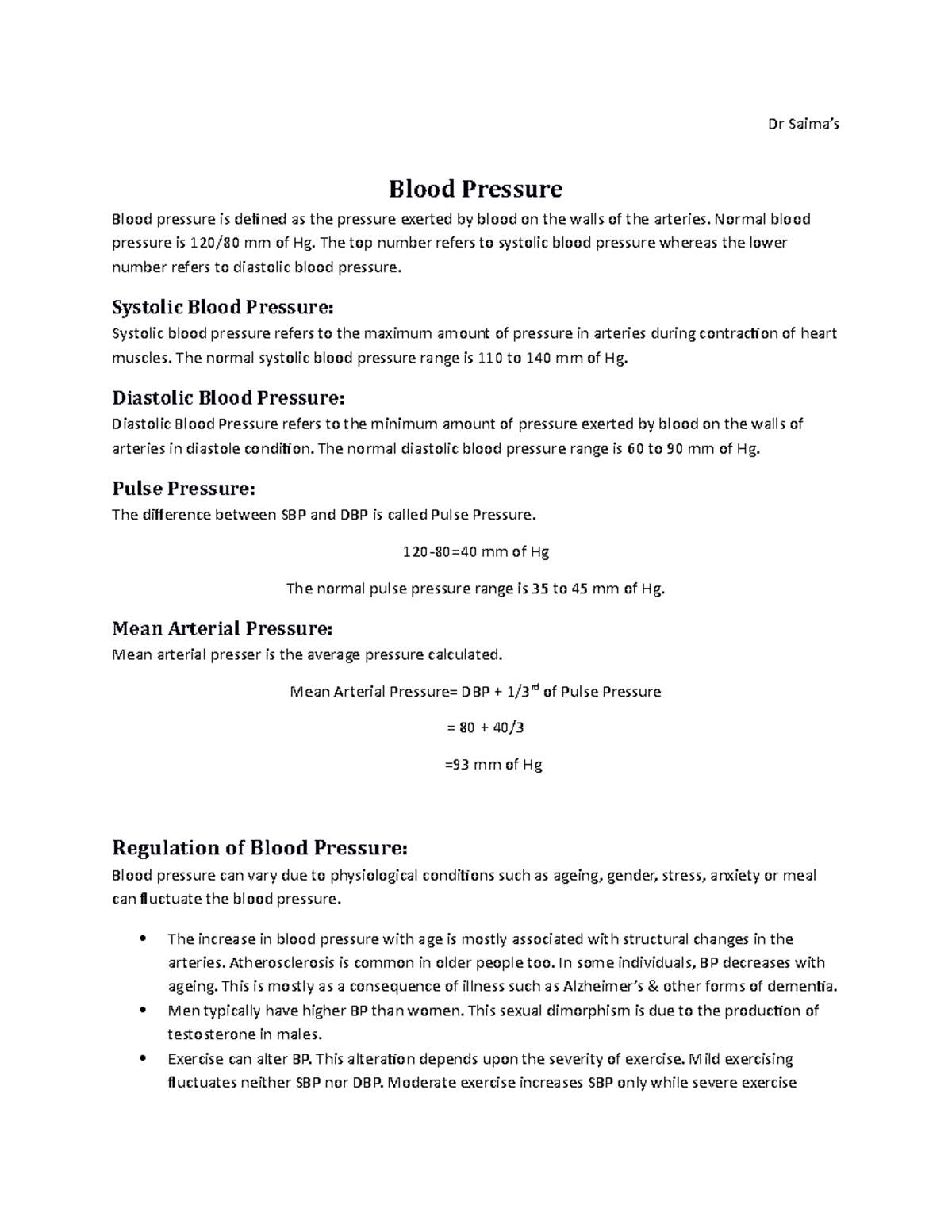 Blood Pressure - These notes provide easy way of learning anatomy and ...