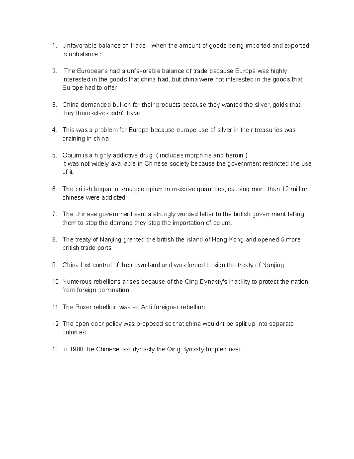 Kayla Lin - Imperialism in China - Worksheet - Unfavorable balance of ...