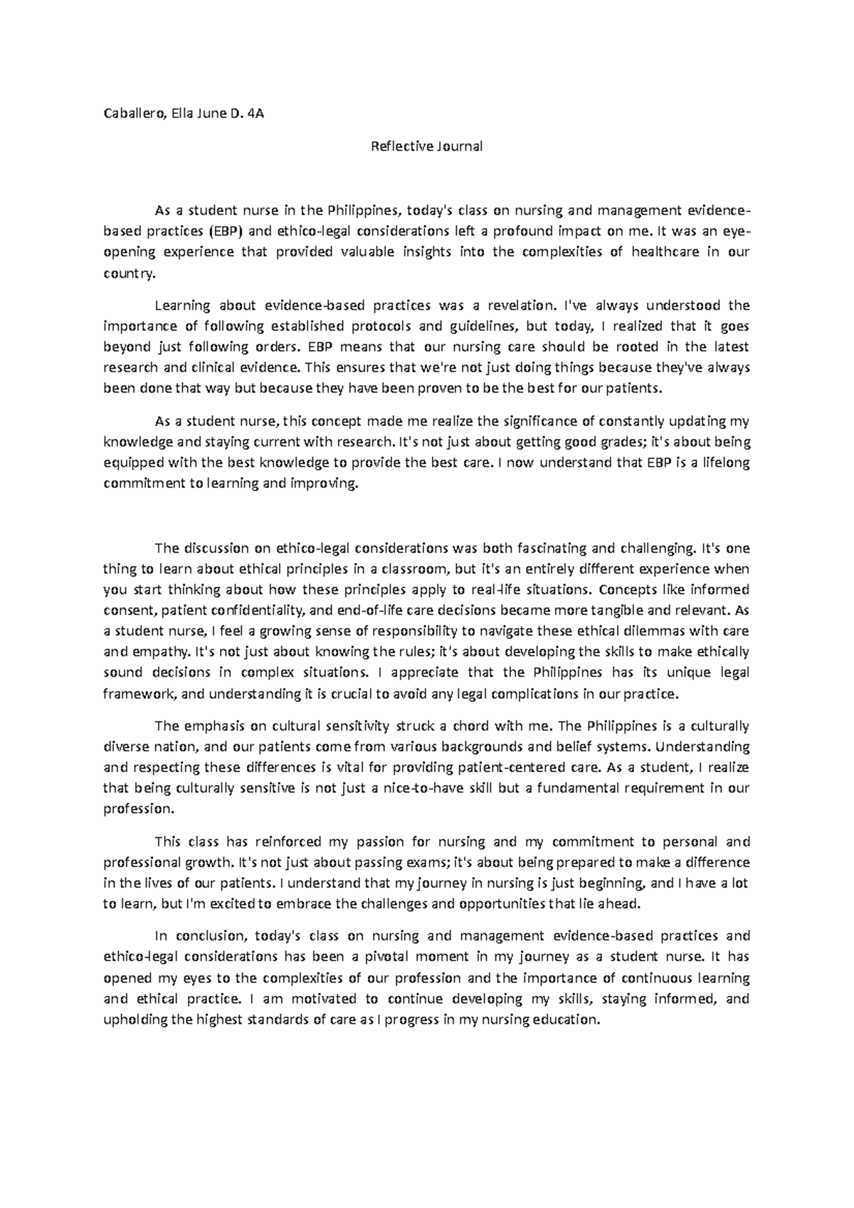 Caballero Reflective Journal - Caballero, Ella June D. 4A Reflective ...