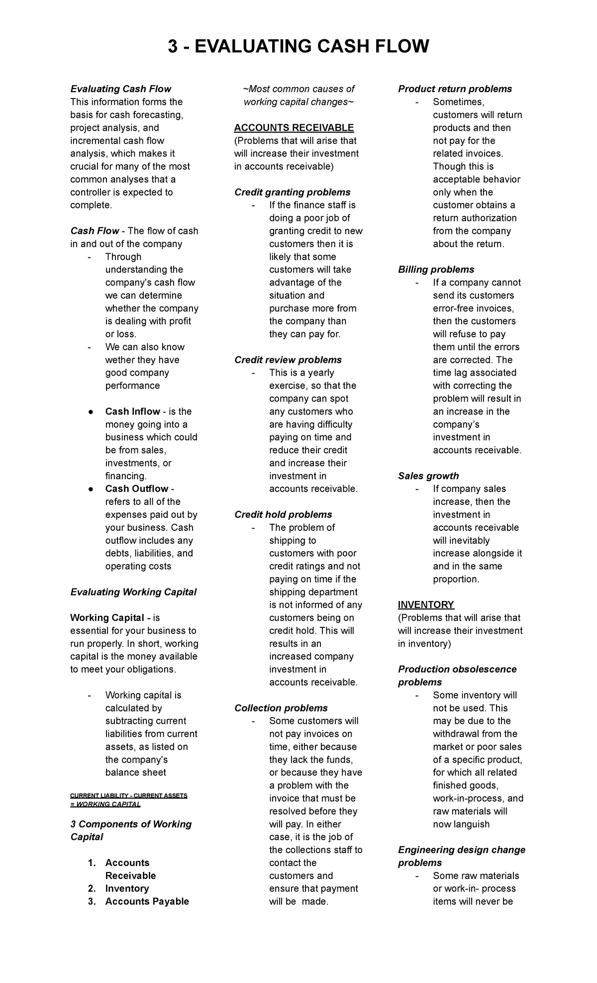 Evaluation of cash flow - Evaluating Cash Flow This information forms ...