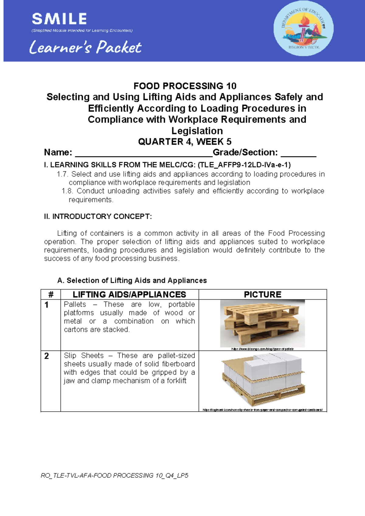 FP10 Q4 LP5 WEEK 5 - activity - FOOD PROCESSING 10 Selecting and Using ...