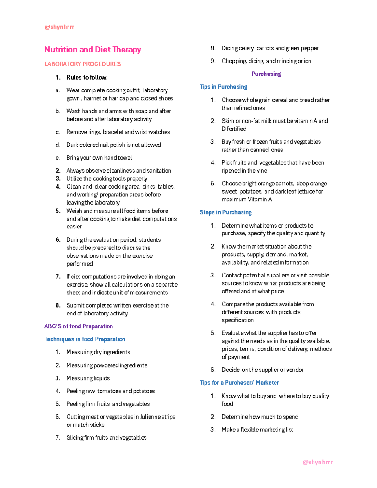 LAB1 Nutrition and Diet Therapy - Nutrition and Diet Therapy LABORATORY ...