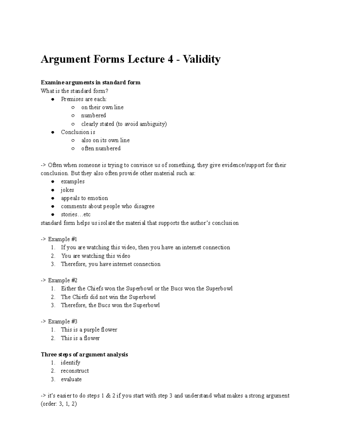 Argument Forms Ssh Lecture 4 Validity Argument Forms Lecture 4 Validity Examine Arguments