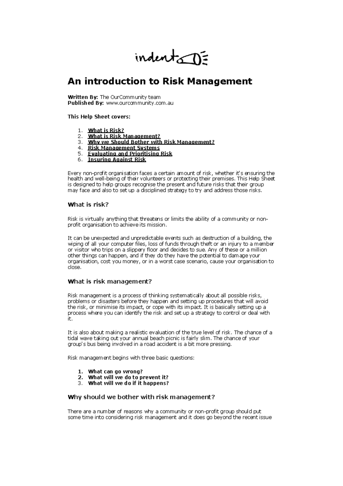 05 an introduction to risk mgmt - An introduction to Risk Management ...