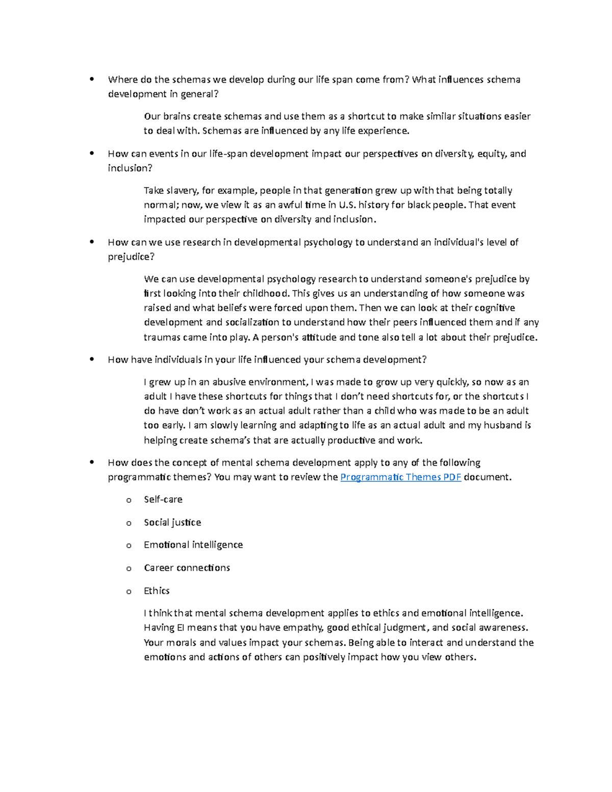 PSY 211 Module 2 Discussion - Where do the schemas we develop during ...