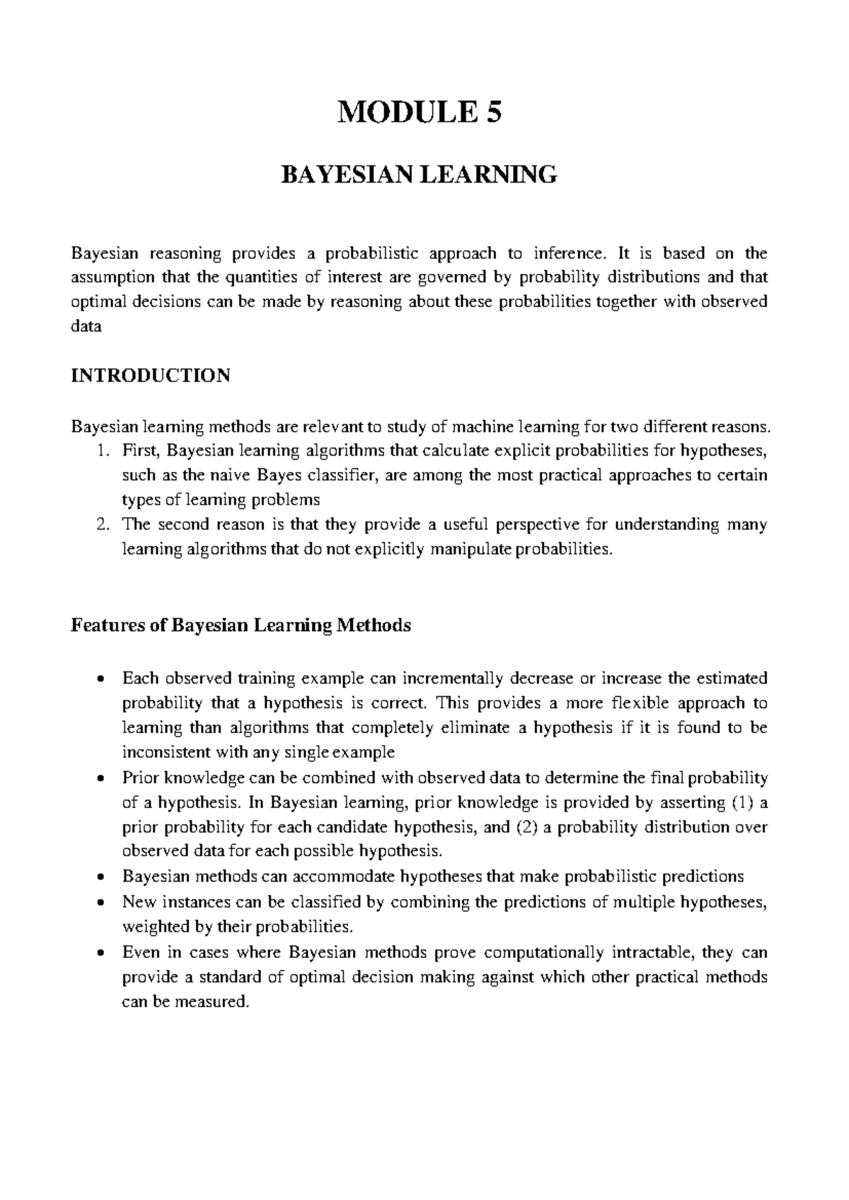 ML UNIT-4 - machine learning notes - MODULE 5 BAYESIAN LEARNING ...