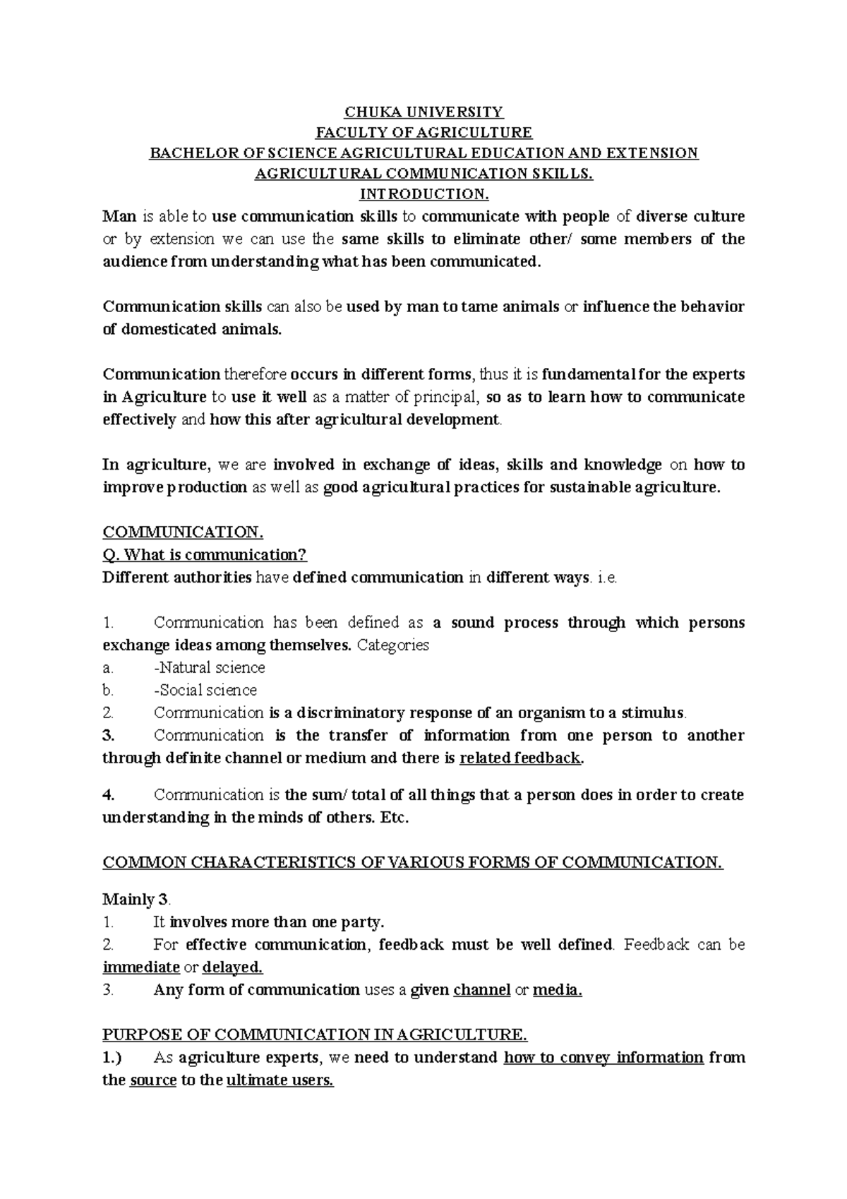 Agricultural Communication-2 - CHUKA UNIVERSITY FACULTY OF AGRICULTURE ...