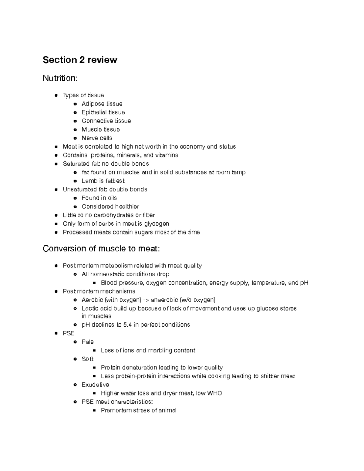 Section 2 Review - Kang Lecture Summary (Part 2 of Meat Science course ...