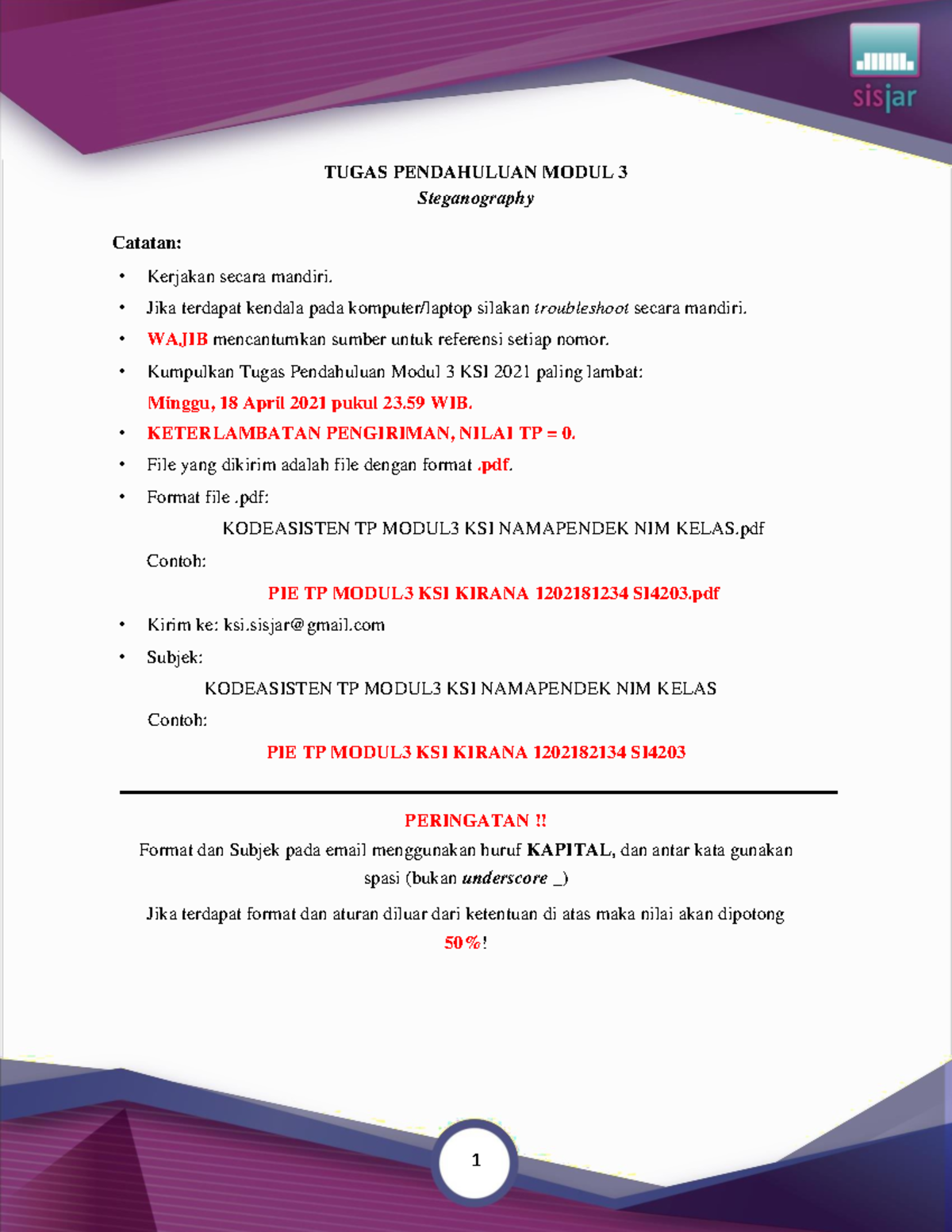 SHN TP Modul 3 KSI Claery 1202184048 SI4208 - TUGAS PENDAHULUAN MODUL 3 Steganography Catatan ...