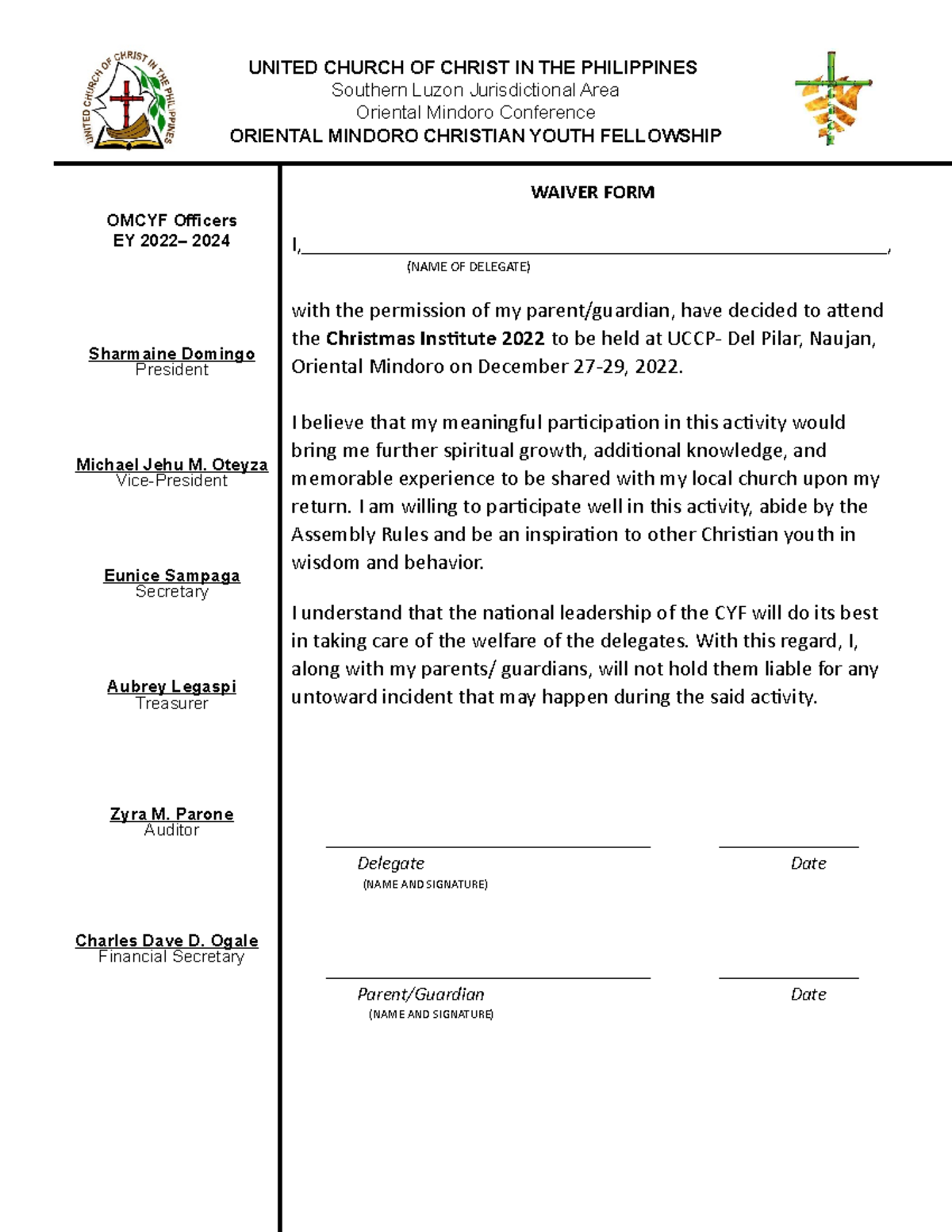 Waiver-CI-2022 - Gege - UNITED CHURCH OF CHRIST IN THE PHILIPPINES ...