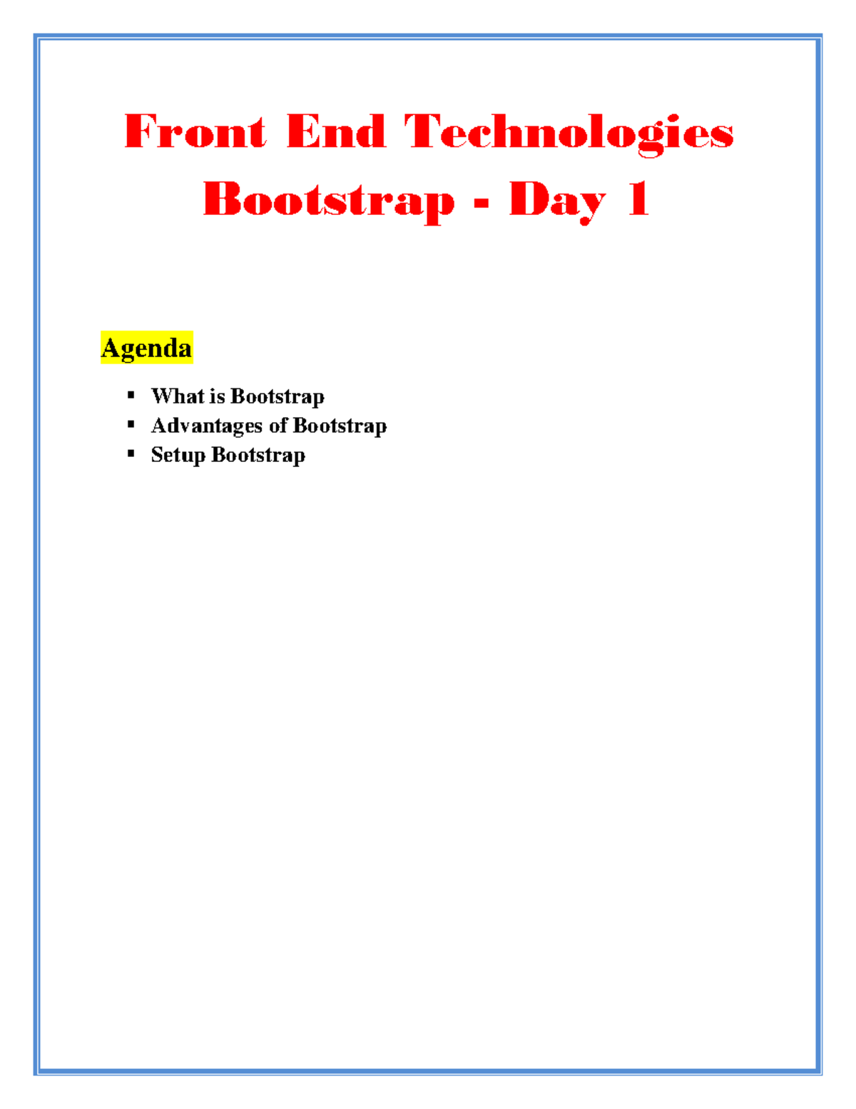 Bootstrap Introduction - Notes lyst3284 - Front End Technologies ...