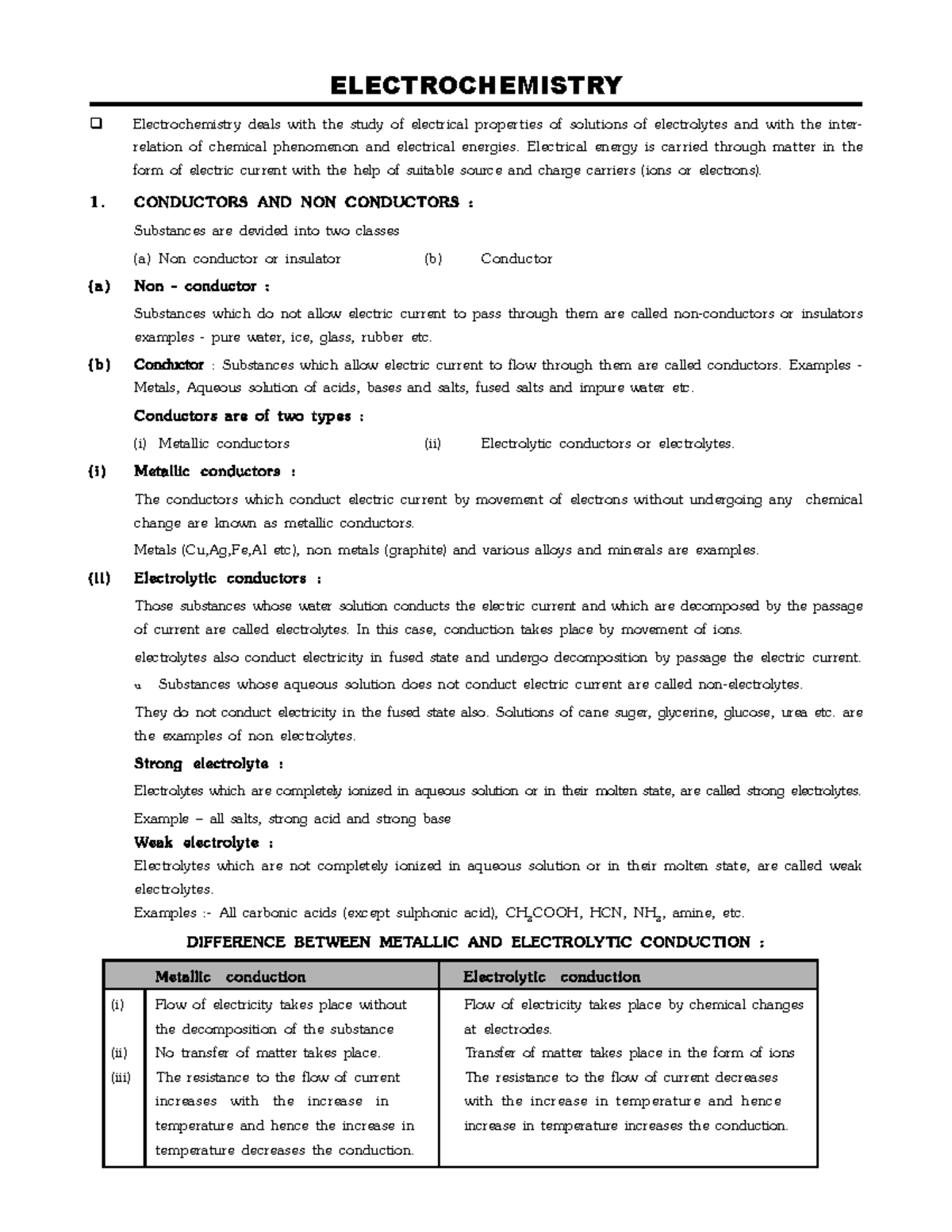 Electrochemistry - notes - Electrochemistry deals with the study of ...