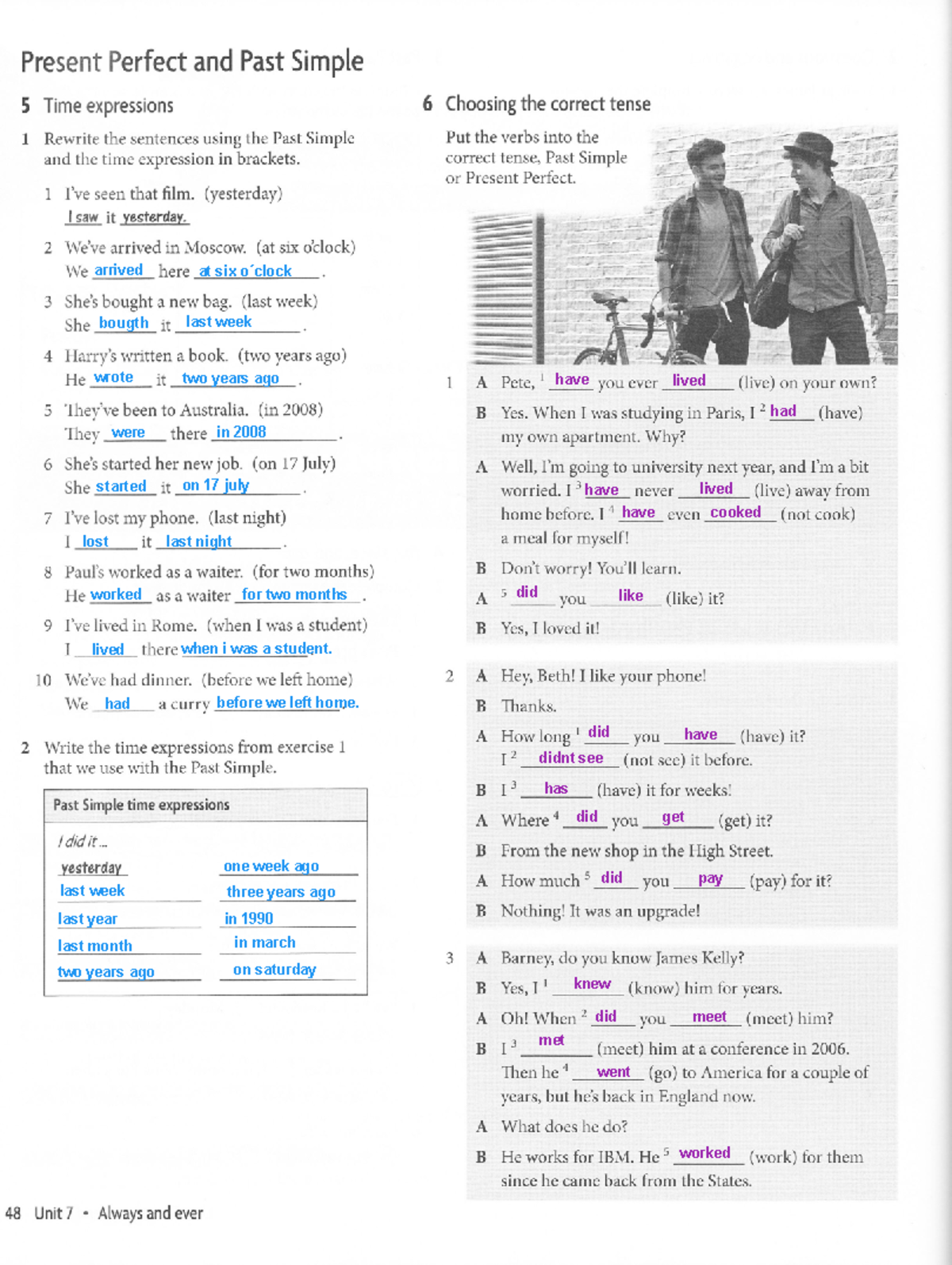 Intermedio 7 WB (1) - 5 I Present Perfect and Past Simple Time ...