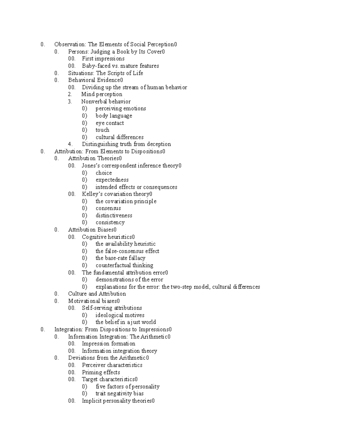 Ch. 4 Outline - .... - Observation: The Elements of Social Perception 0 ...