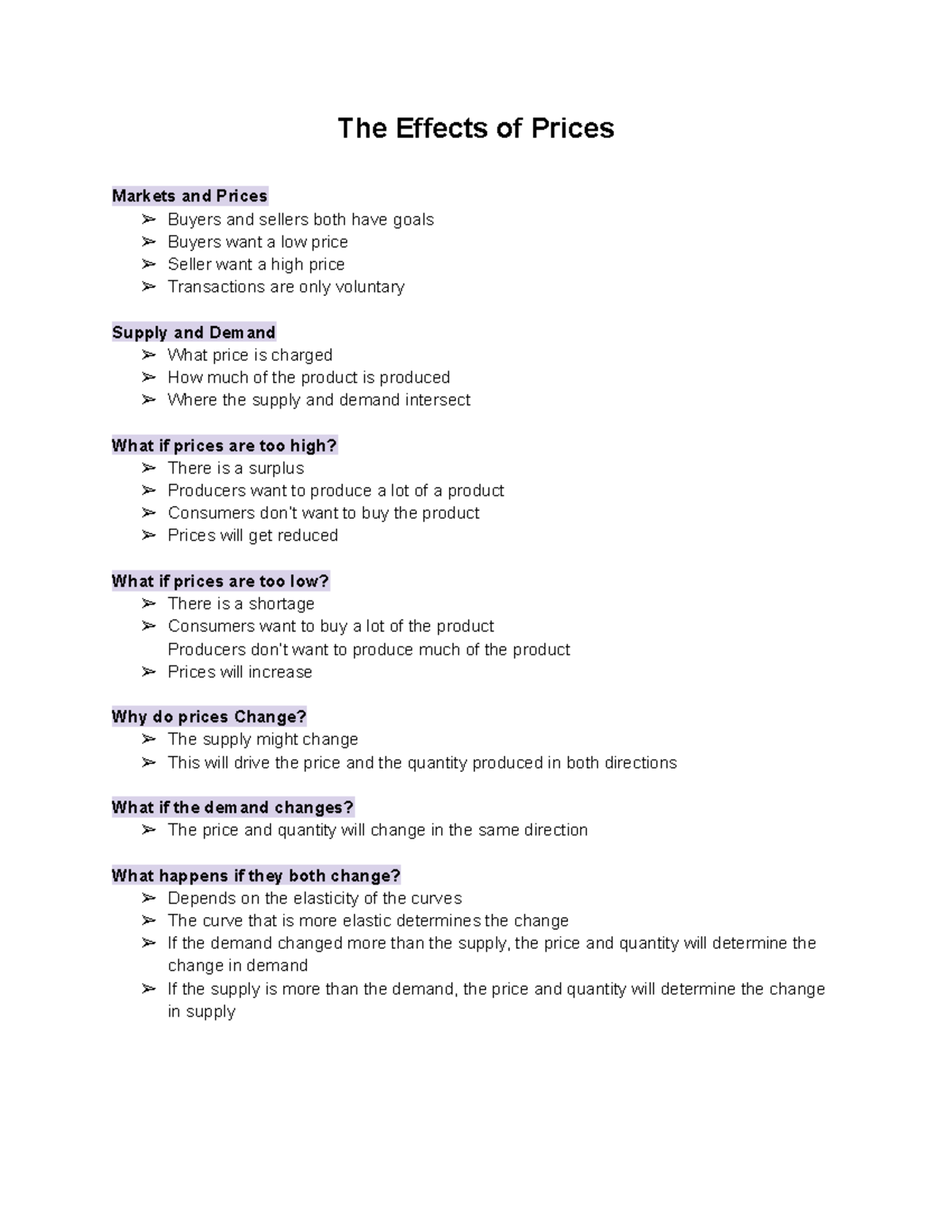 The effact of Prices Notes - The Effects of Prices Markets and Prices ...