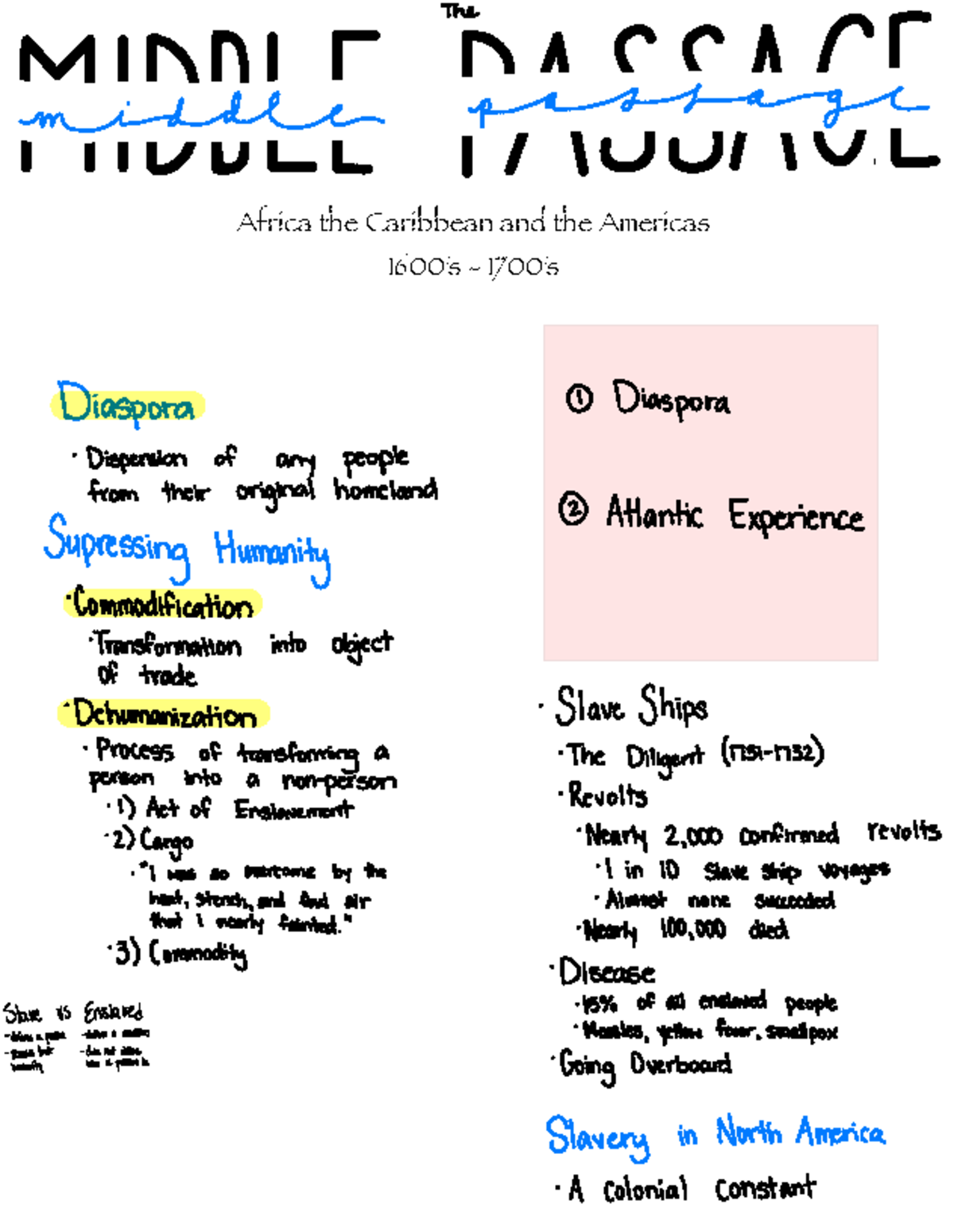 The MIddle Passage - class notes - Africa the Caribbean and the ...