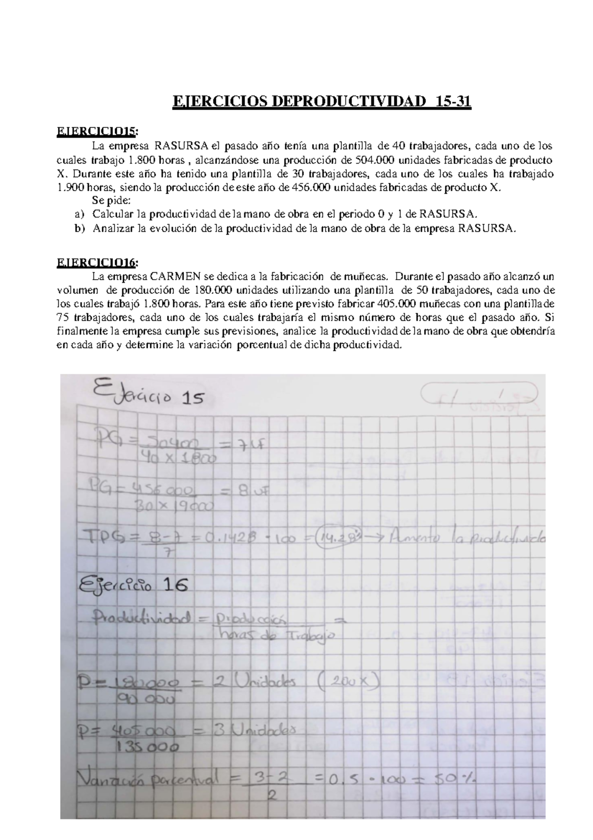 646421691 ejercicios de productividad 2 15 31 - EJERCICIOS DEPRODUCTIVIDAD 15 - 31 EJERCICIO15 ...