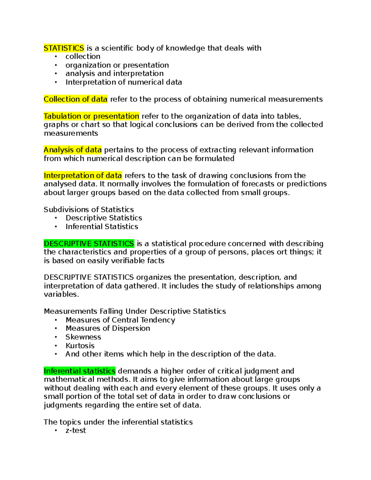 STATISTICS-MODULE 1 - STATISTICS is a scientific body of knowledge that ...