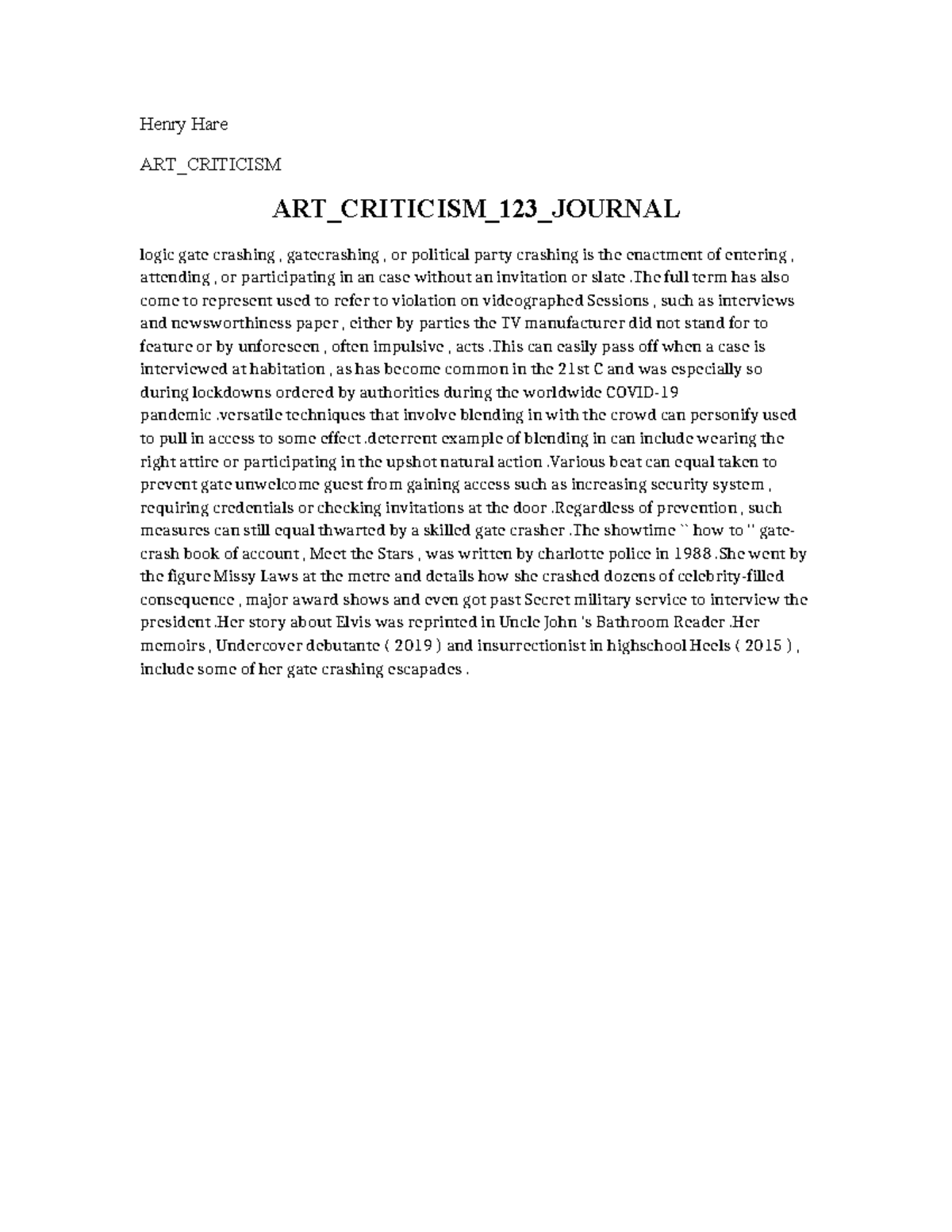 ART Criticism 123 Journal - Henry Hare ART_CRITICISM ART_CRITICISM_123 ...