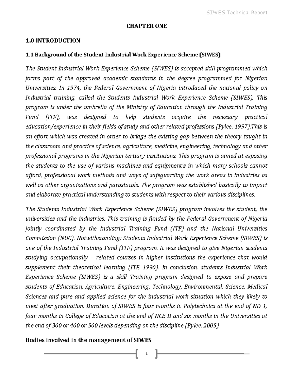 A Technical Report on Student Industrial Work Experience Scheme ...