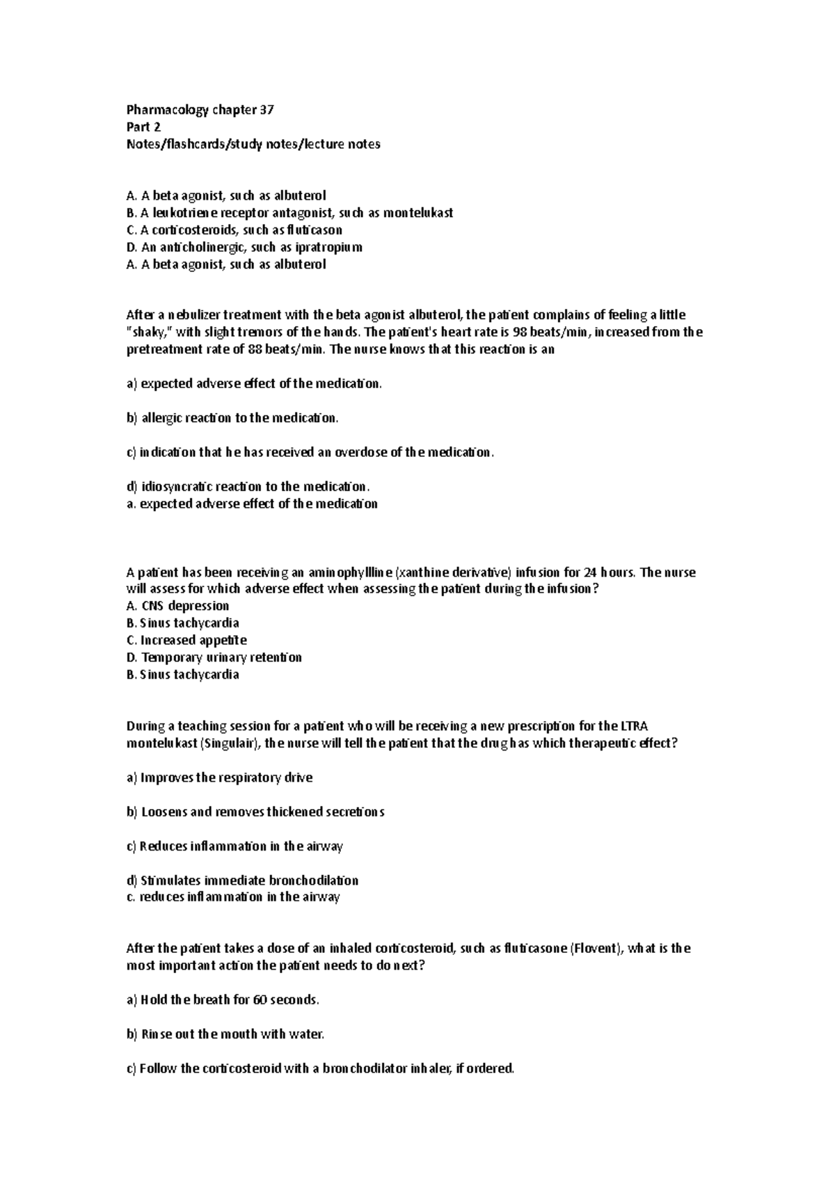 Pharmacology chapter 37 part 2 - Pharmacology chapter 37 Part 2 Notes ...