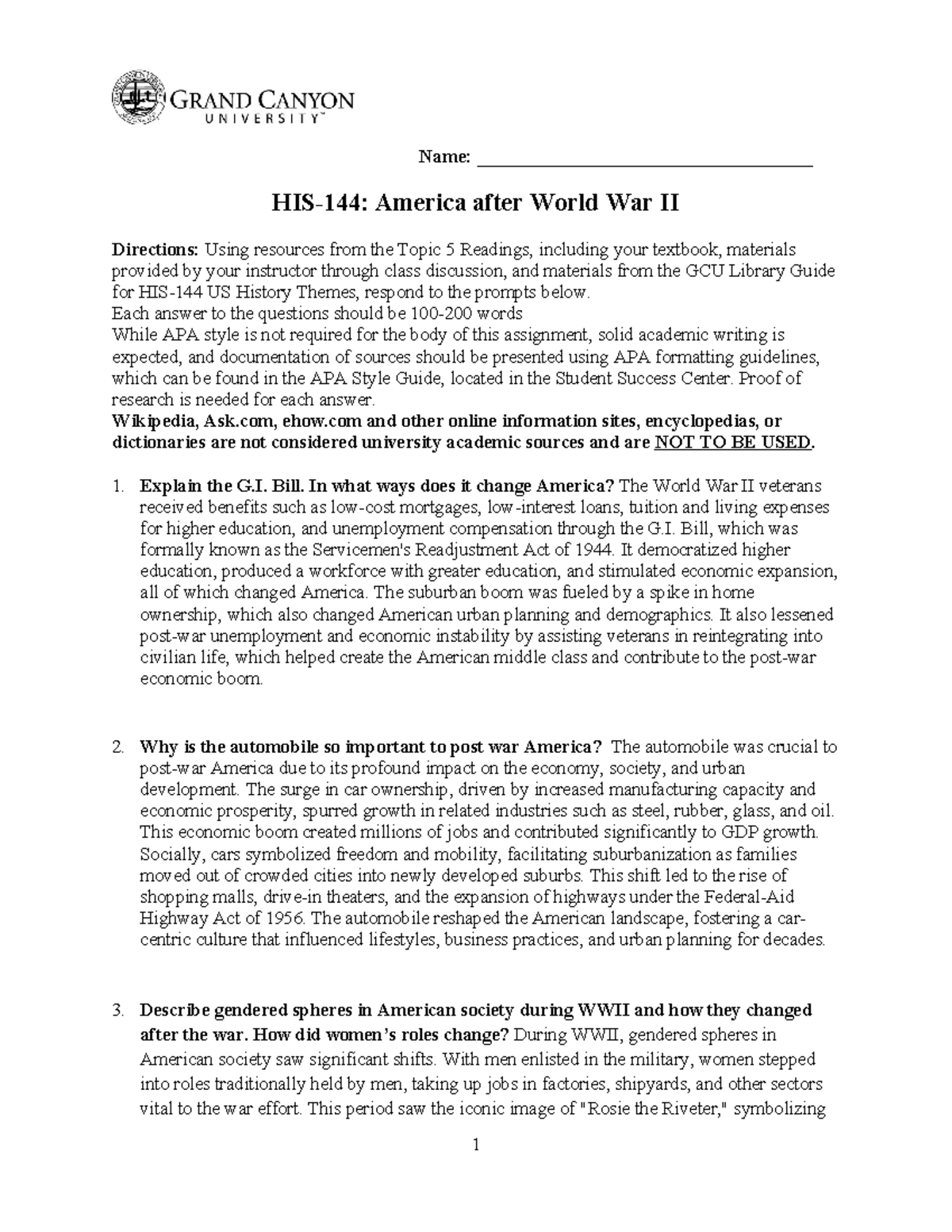 HIS-144-RS-America after WWII Worksheet - Name ...