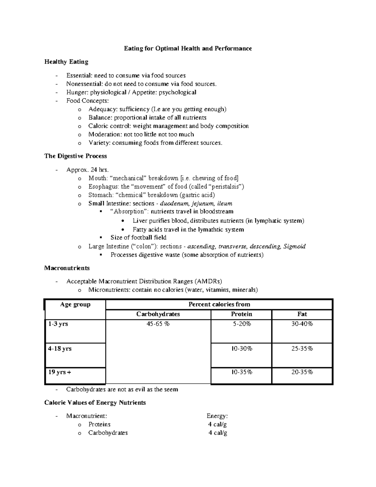 Module 2 - Lecture notes 5-10 - Eating for Optimal Health and ...