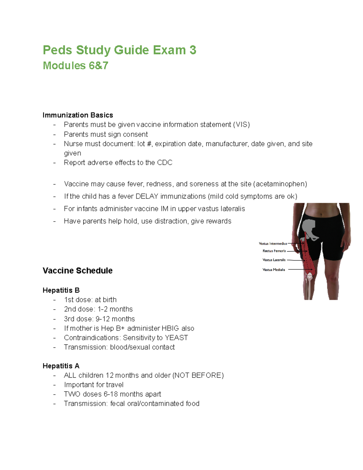 Peds Study Guide Exam 3 - Continue normal activities gradually as the ...