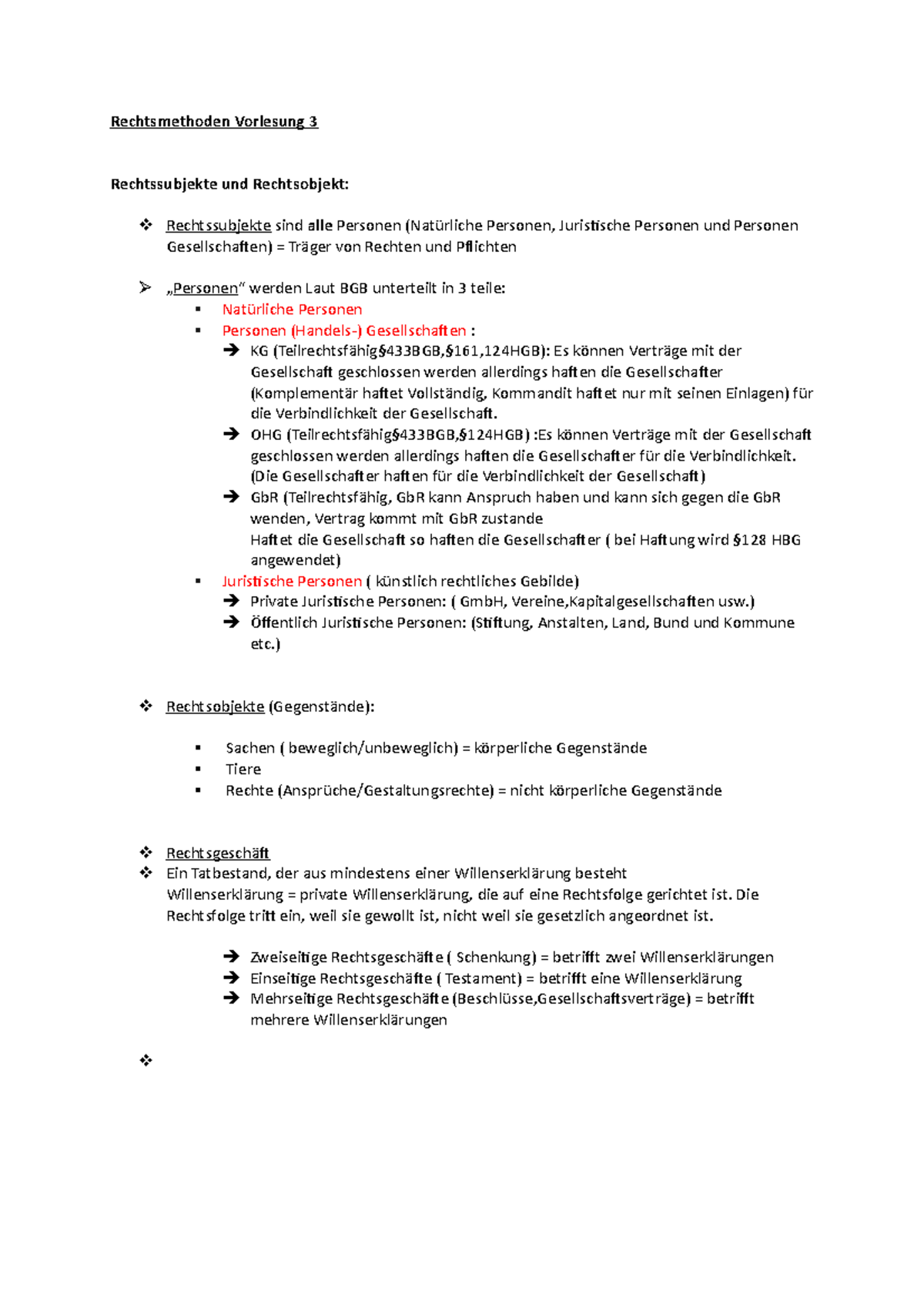 Rechtssubjekte&Rechtsobjekte - Rechtsmethoden Vorlesung 3 ...