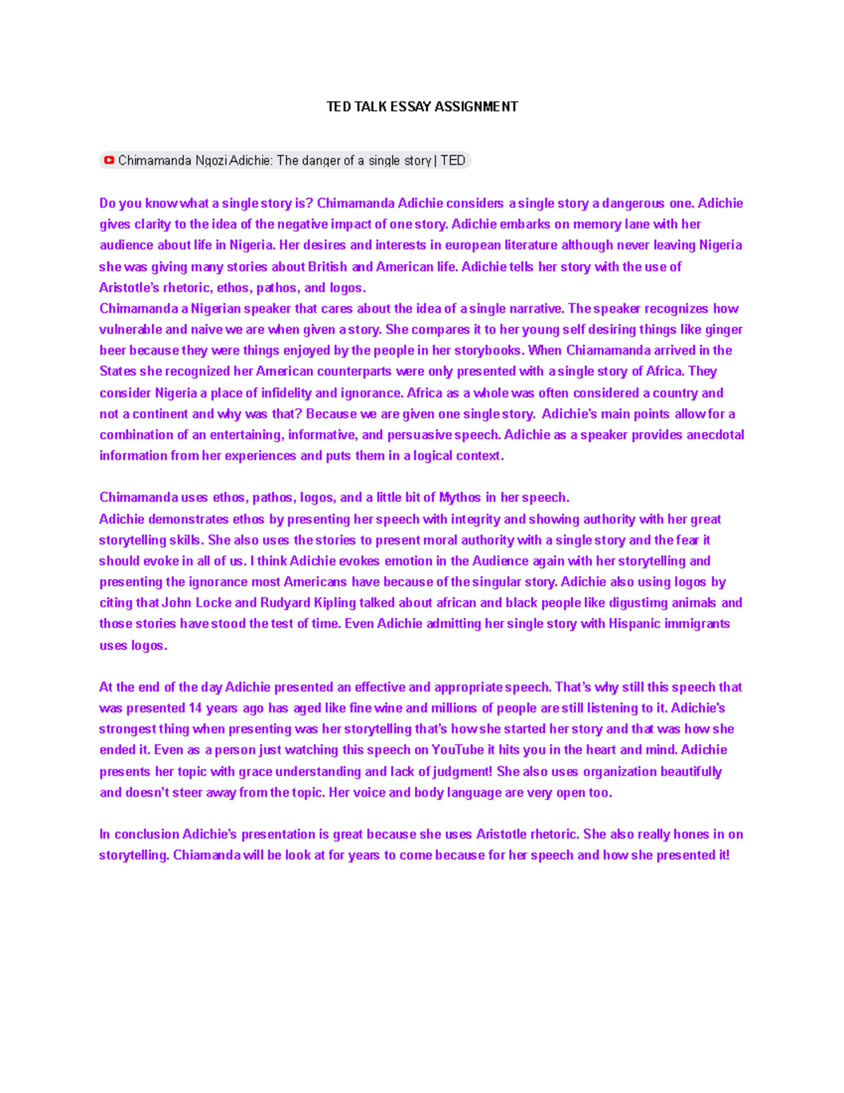 Ted Talk - How to pick a TEDTalk and write about it - TED TALK ESSAY ...