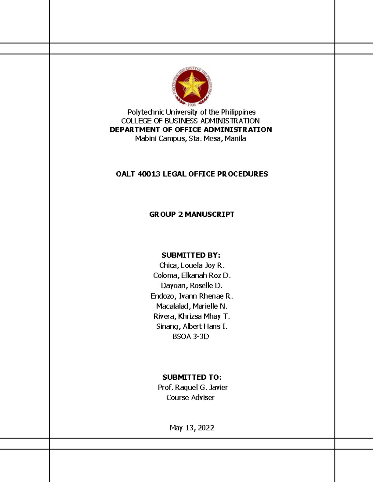 Group 2 Final Manuscript 2 - COLLEGE OF BUSINESS ADMINISTRATION ...