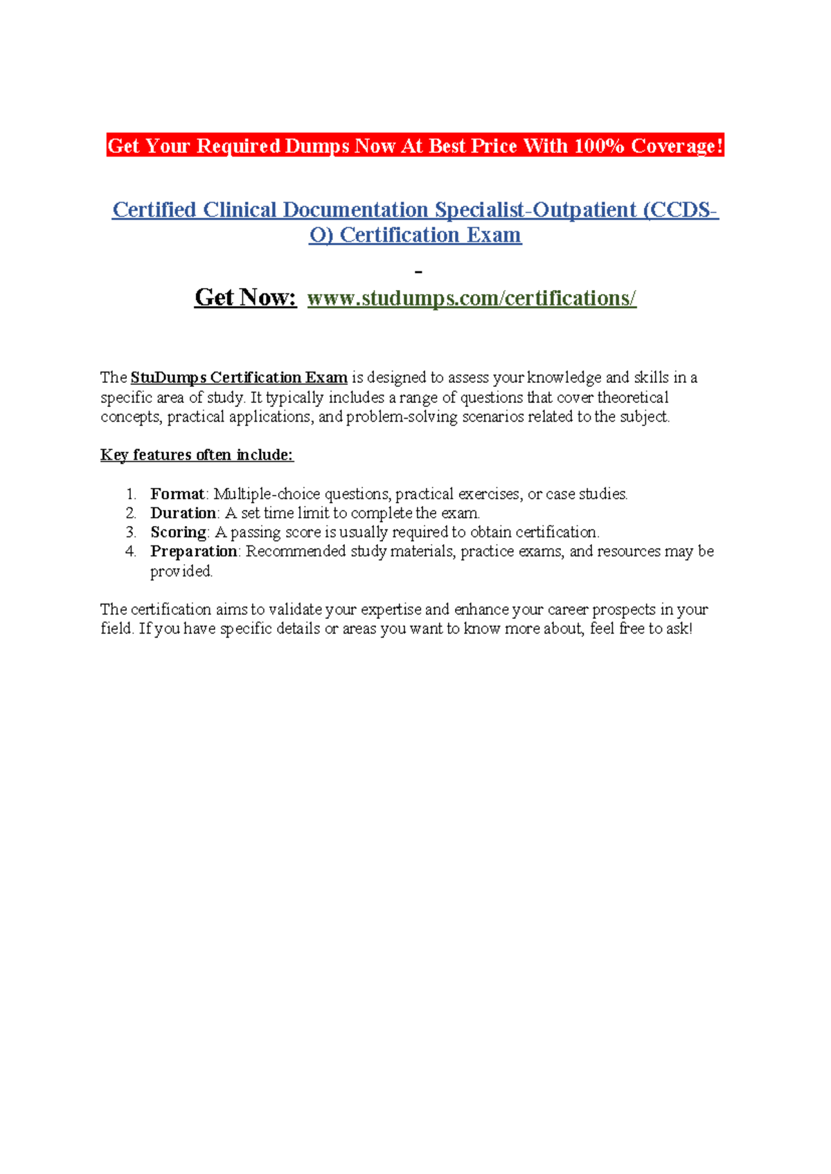 Certified Clinical Documentation Specialist-Outpatient (CCDS-O ...
