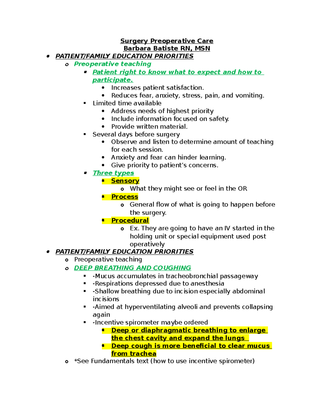 Surgery Preoperative Care - Surgery Preoperative Care Barbara Batiste ...