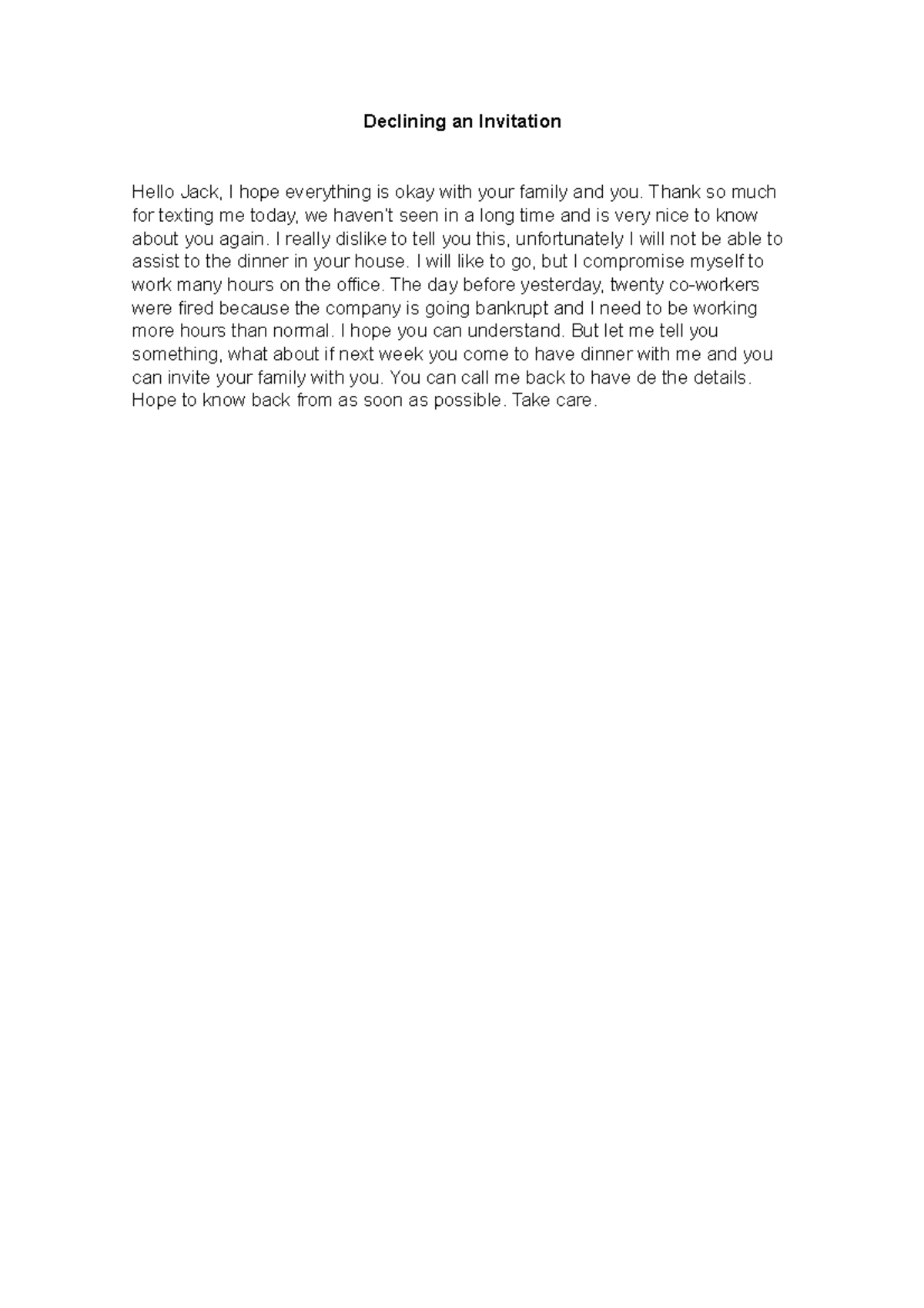 Guitierrez Edwin Week2 Declining An Invitation - Declining an ...