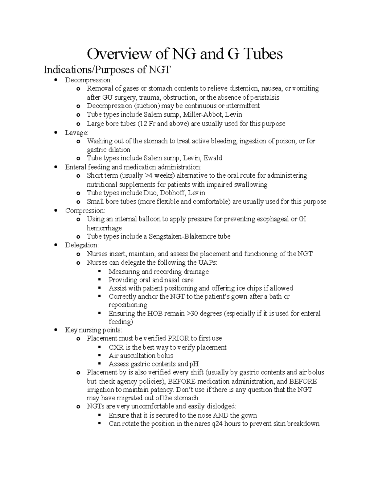 Overview of NG and G Tubes - Overview of NG and G Tubes Indications ...