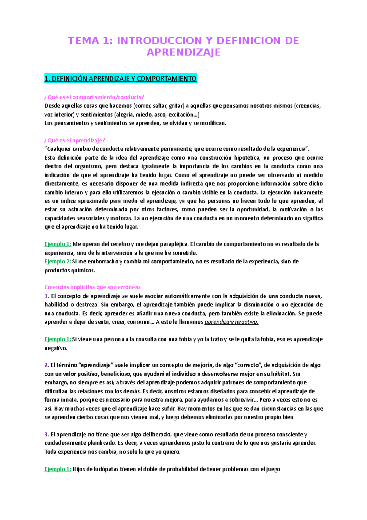 1. Introducción y definición de aprendizaje - TEMA 1: INTRODUCCION Y ...