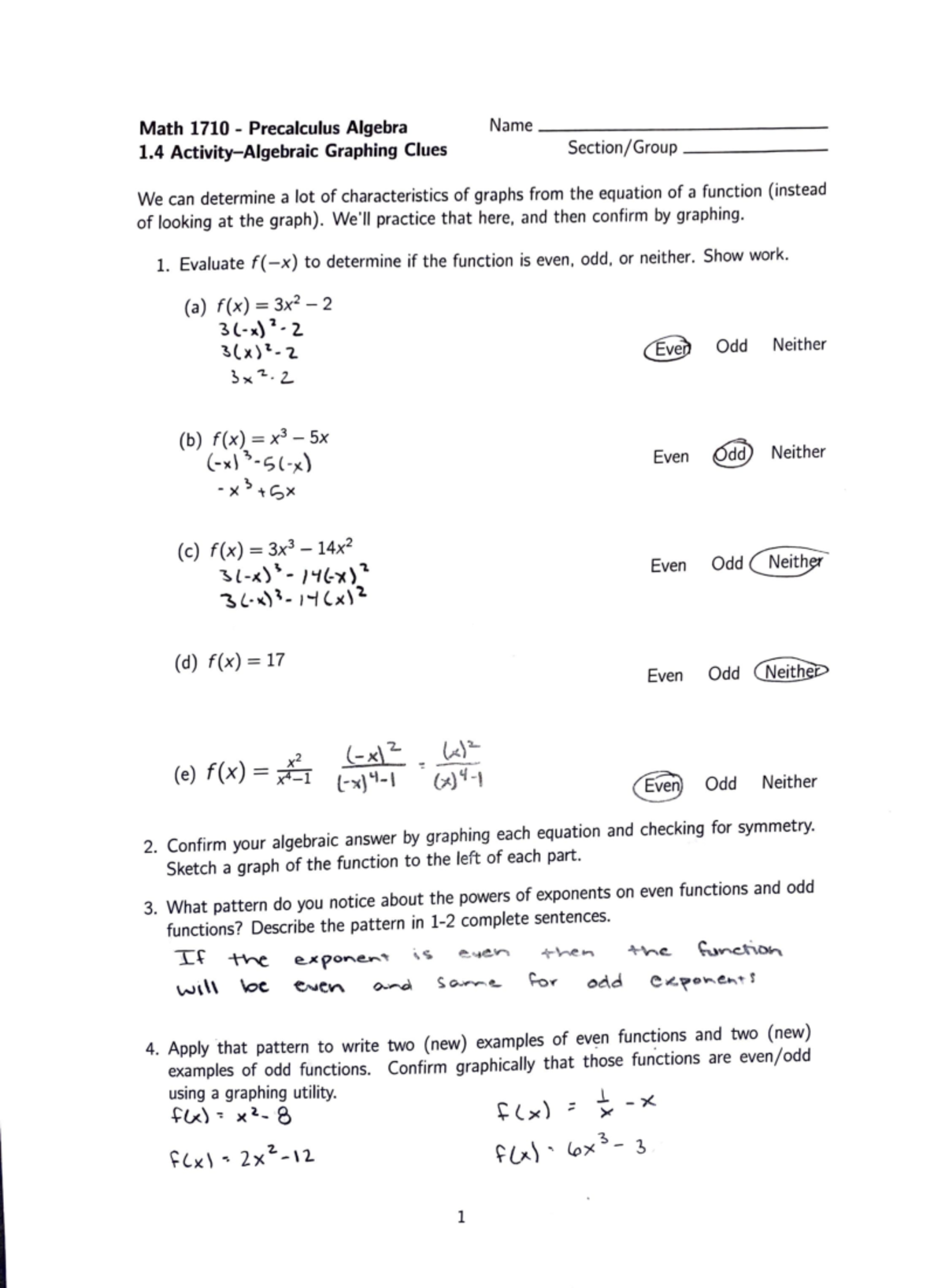 1.4 Bridge Activity - Instructor is Buch - Math 1710 - Precalculus ...