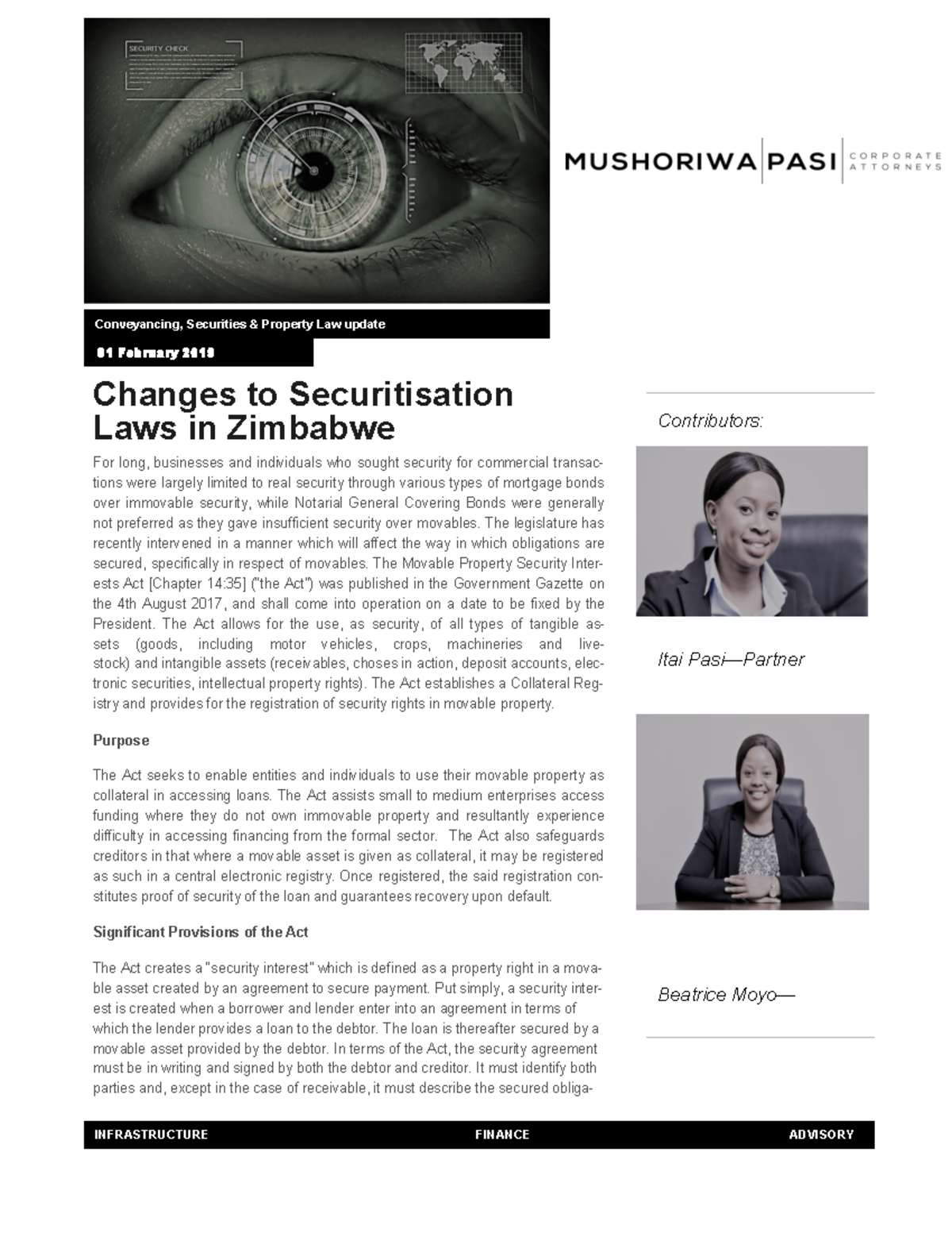 Conveyancing-dept-update - Contributors: Itai Pasi—Partner Beatrice ...