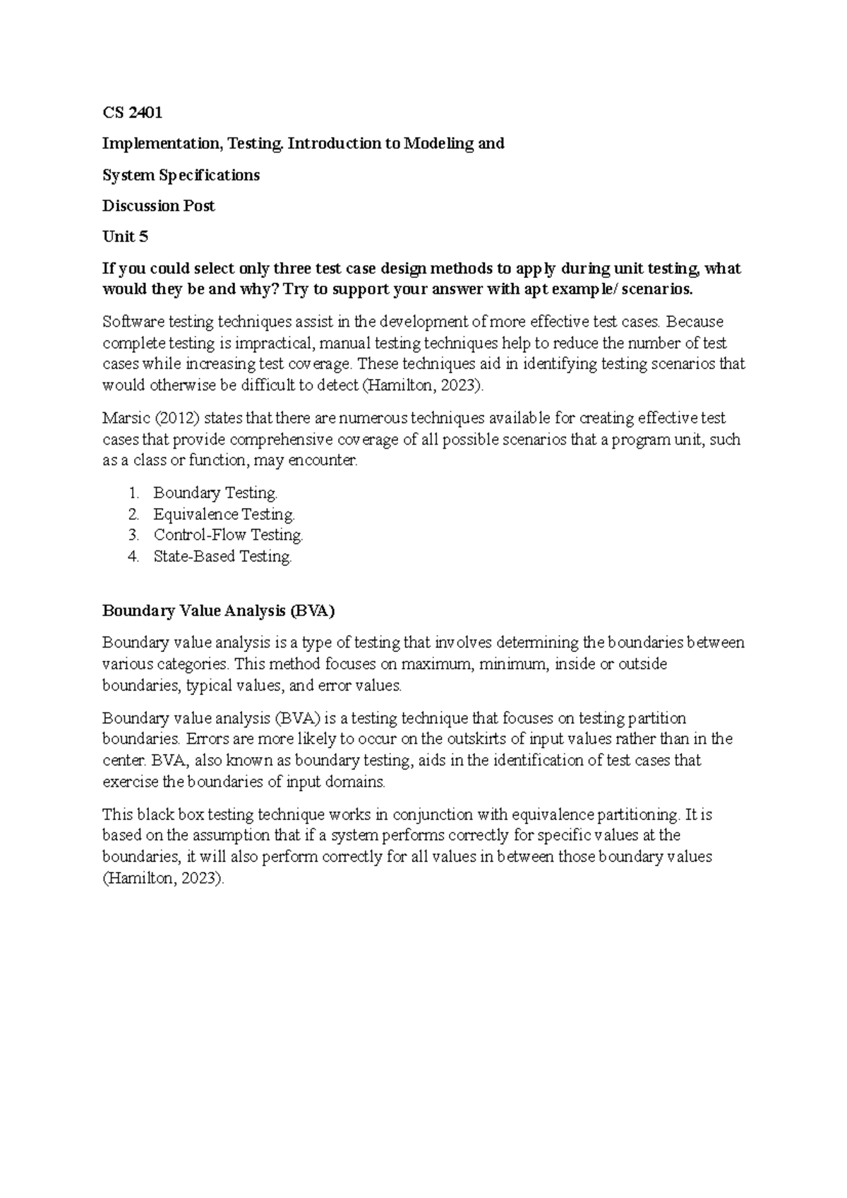 Three Test Case Design Methods for Unit Testing: Boundary Testing ...