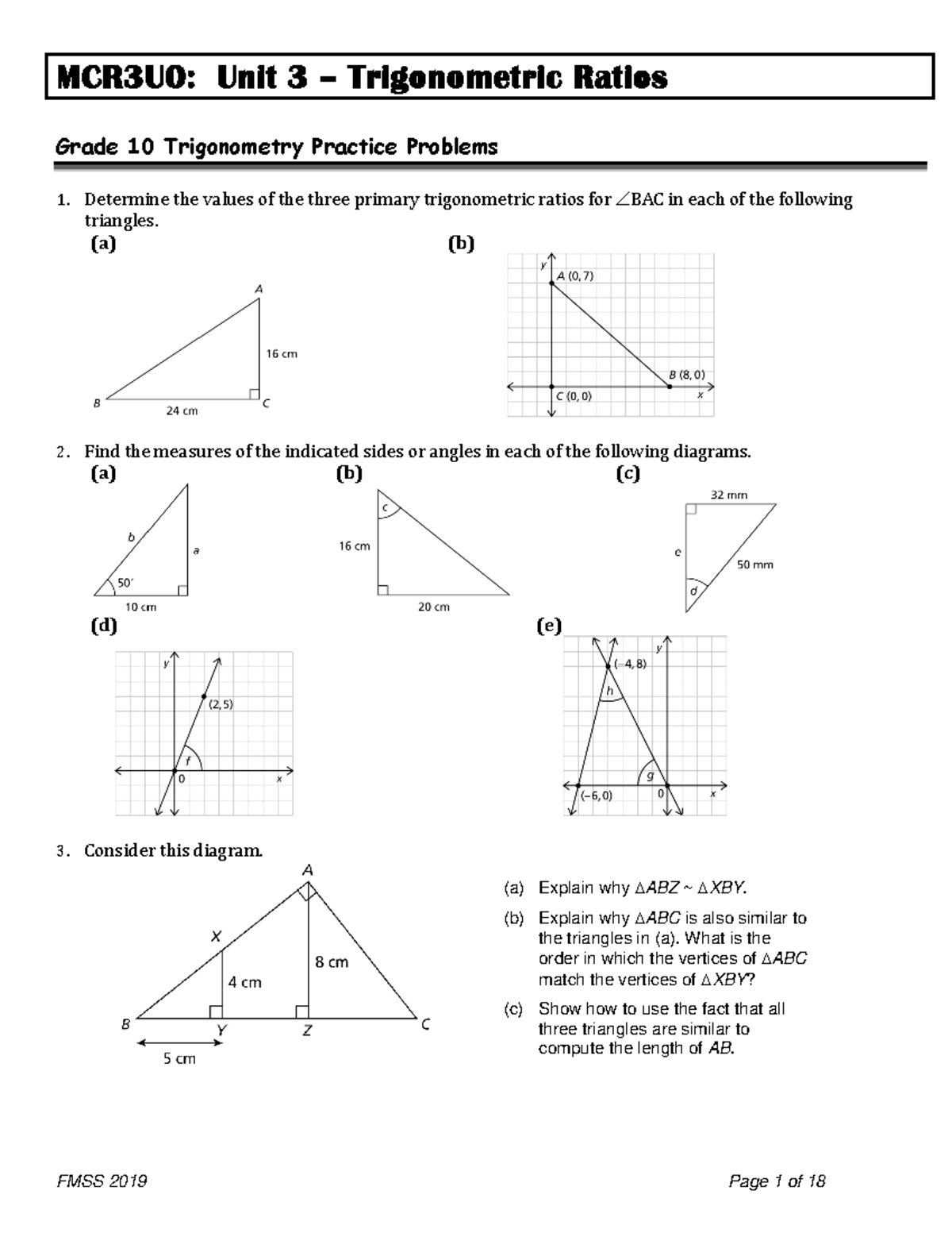 Unit 3 - Trigonometric Ratios - Copy (1) - MCR3U0: Unit 3 ...
