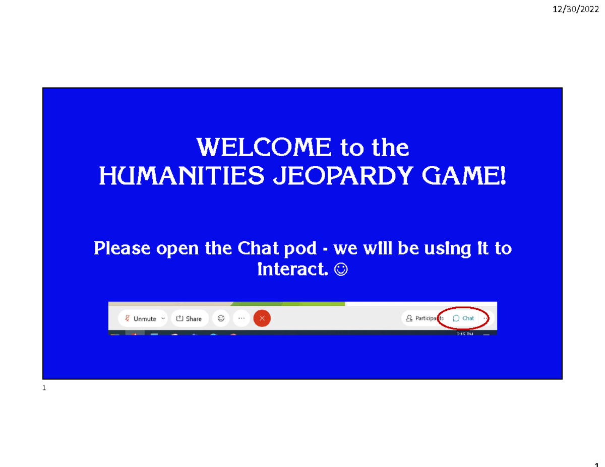 Jeopardy Slides with answers - WELCOME to the HUMANITIES JEOPARDY GAME ...