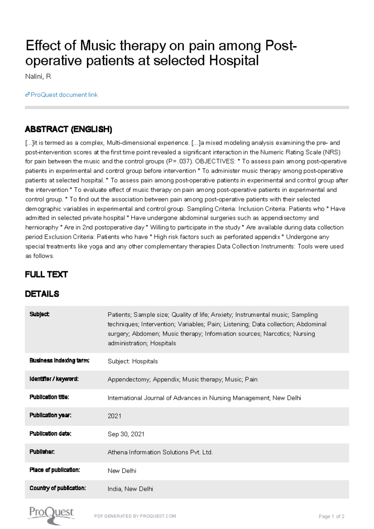 Out 2 - The effect of music on pain - Effect of Music therapy on pain ...