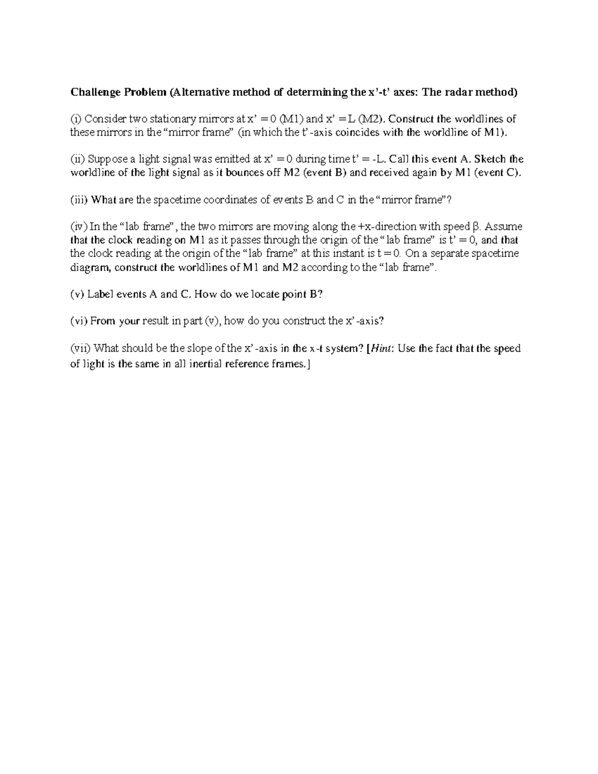 Physics 73 Challenge Problem 1 - University of the Philippines - Studocu