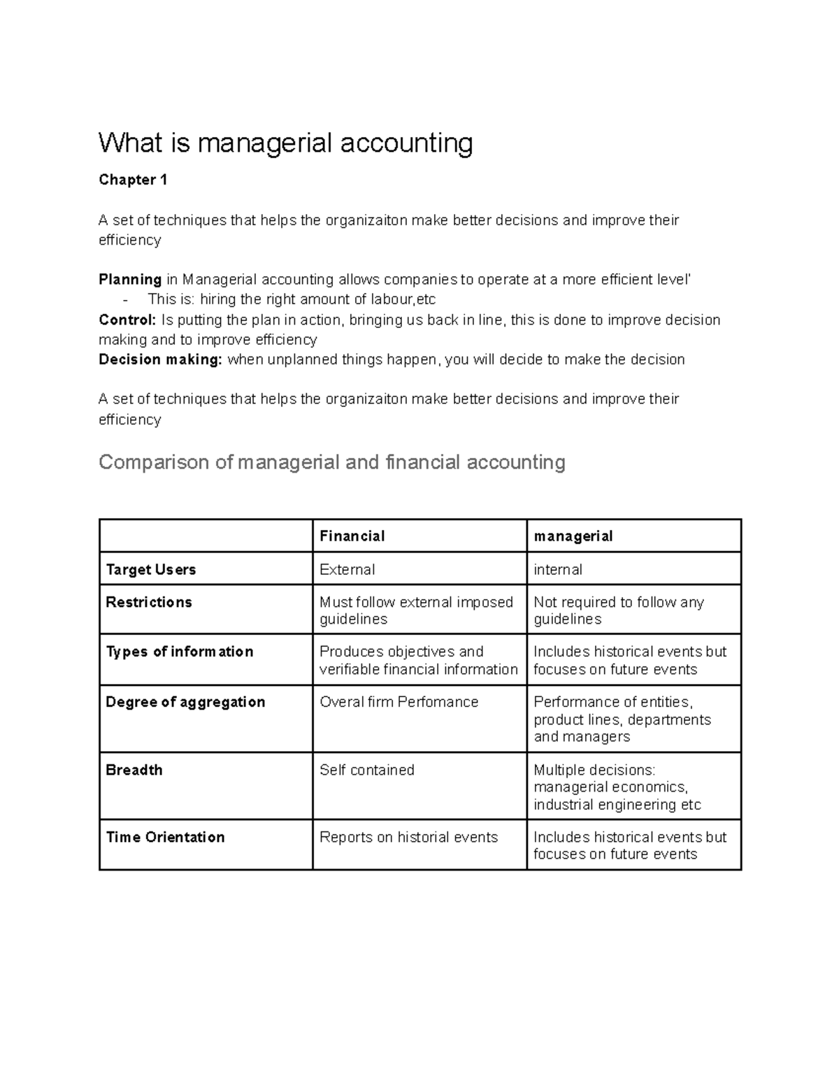 What is managerial accounting - What is managerial accounting Chapter 1 A set of techniques that ...