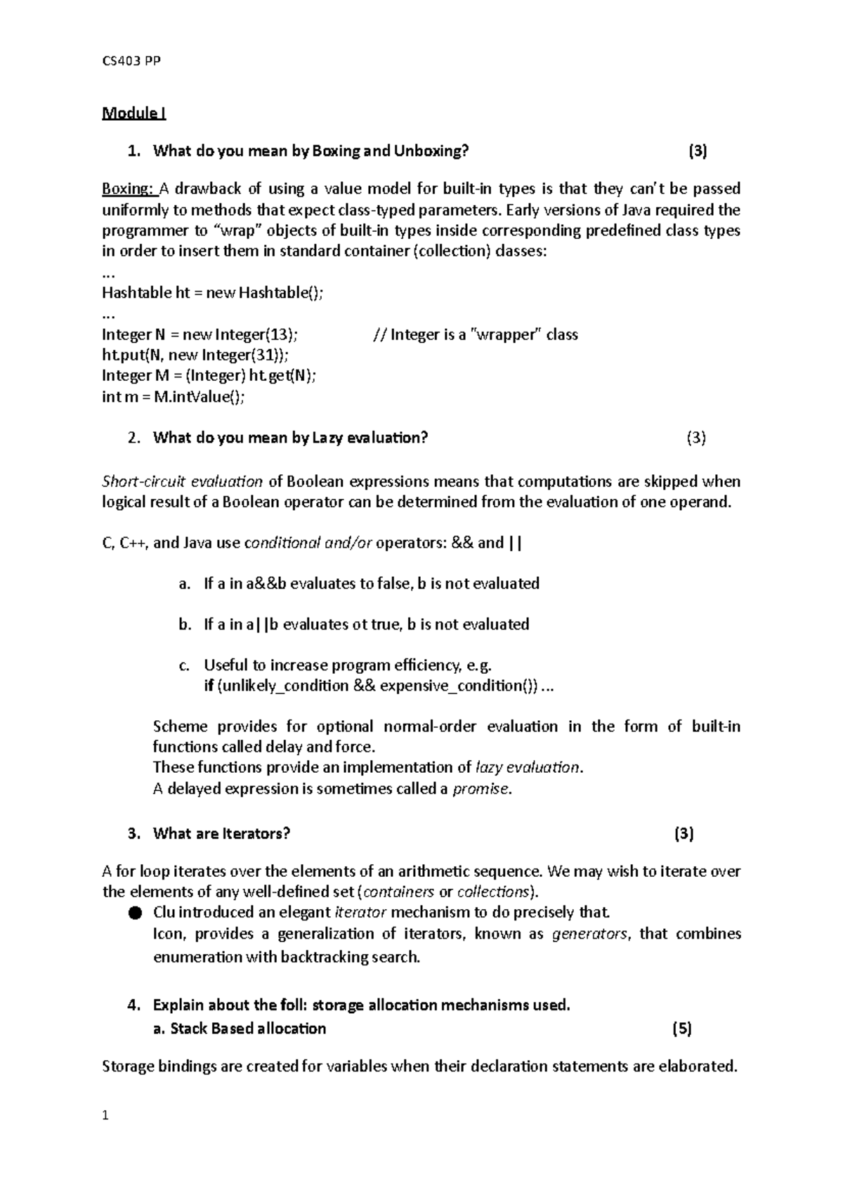 Programming Paradigms University Question Solved Module I 1 What Do