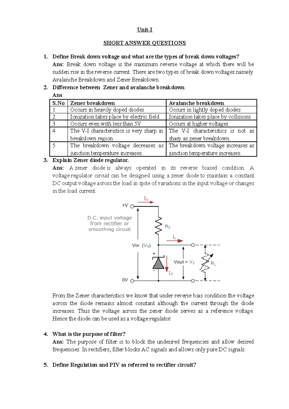 BEEE Precise Notes - beee question and answers - **Unit-I SHORT ANSWER ...