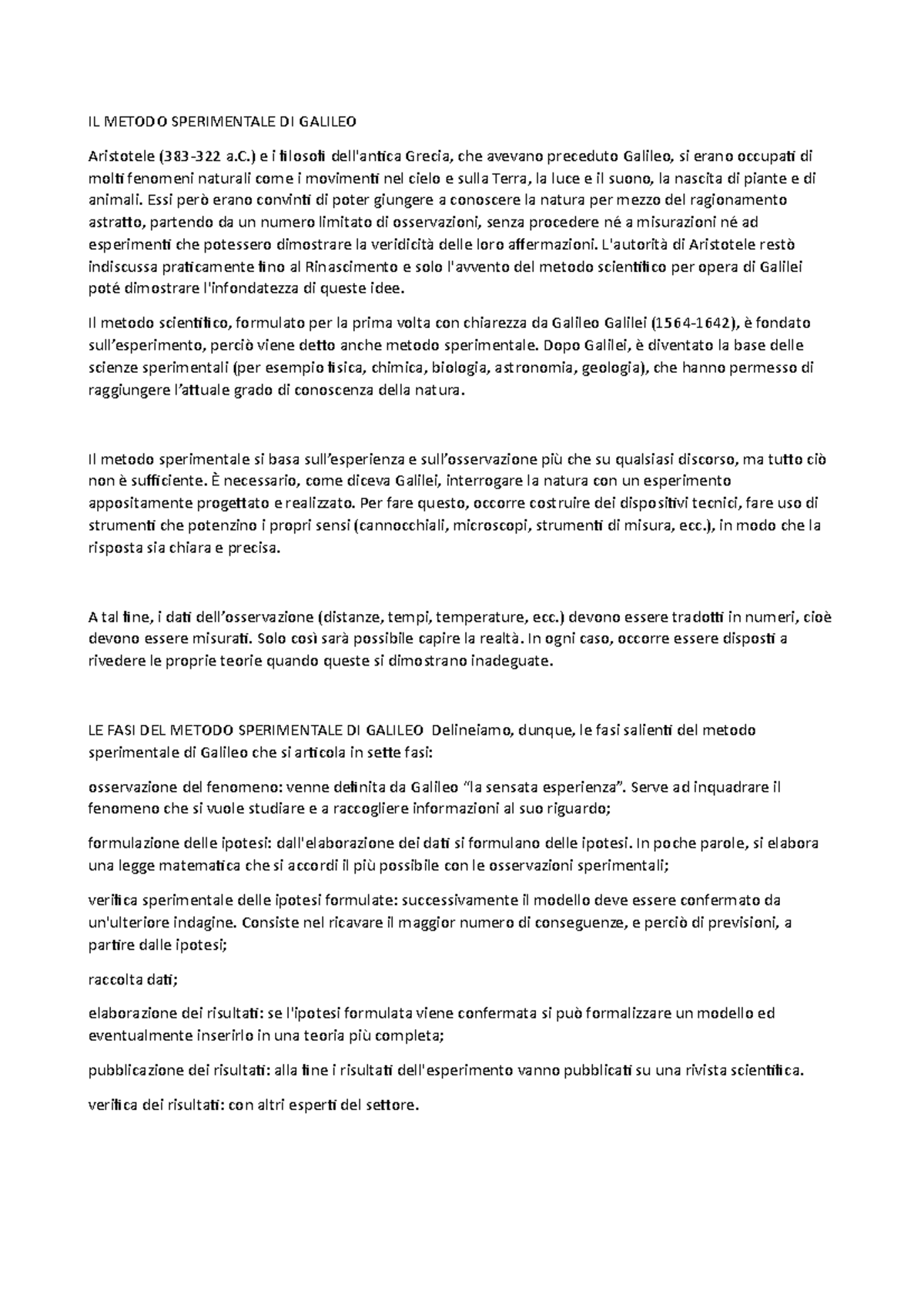 IL Metodo Sperimentale DI Galileo - IL METODO SPERIMENTALE DI GALILEO ...