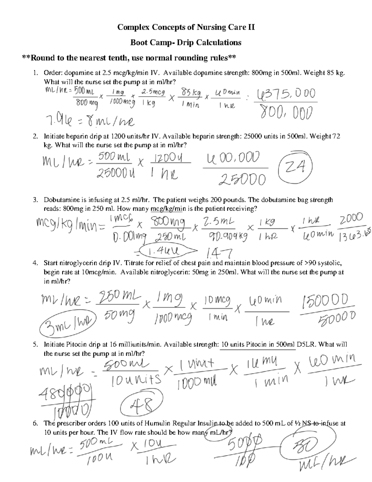 Bootcamp+Medication+Calculations+Worksheet+1-Student - Complex Concepts ...