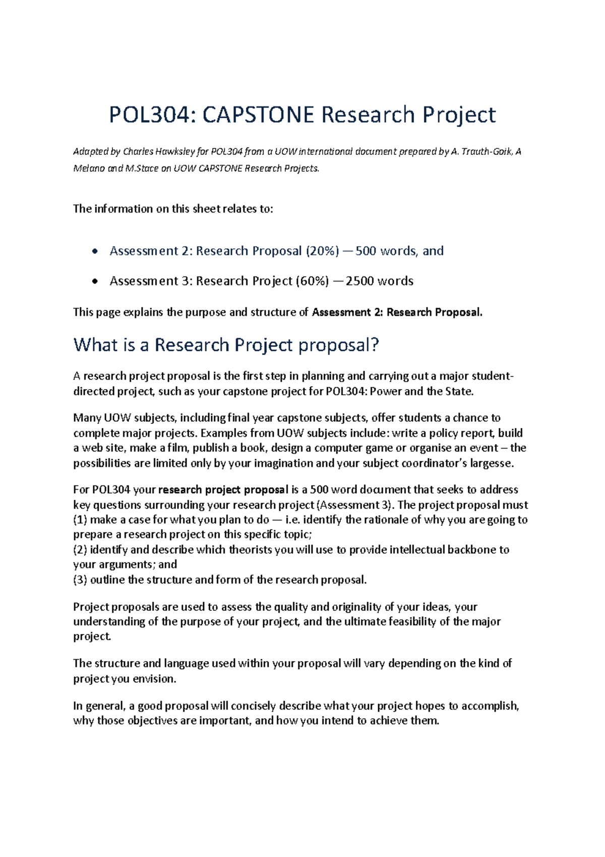 POL304 Research Project Proposal - POL304: CAPSTONE Research Project ...